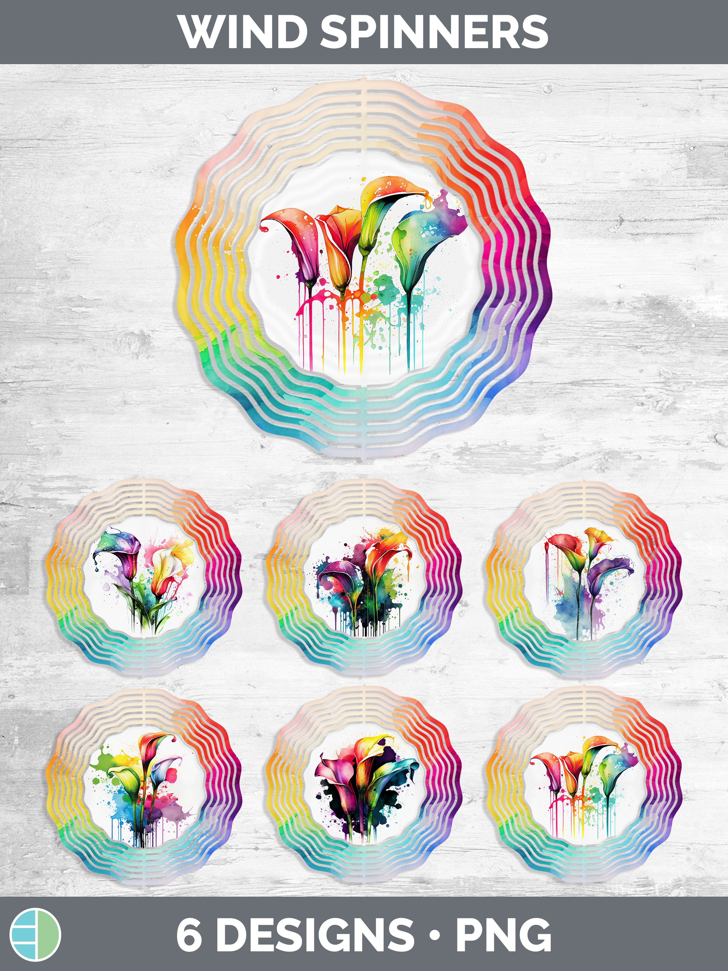 Rainbow Calla Lily Flowers Wind Spinner | Sublimation Spinne