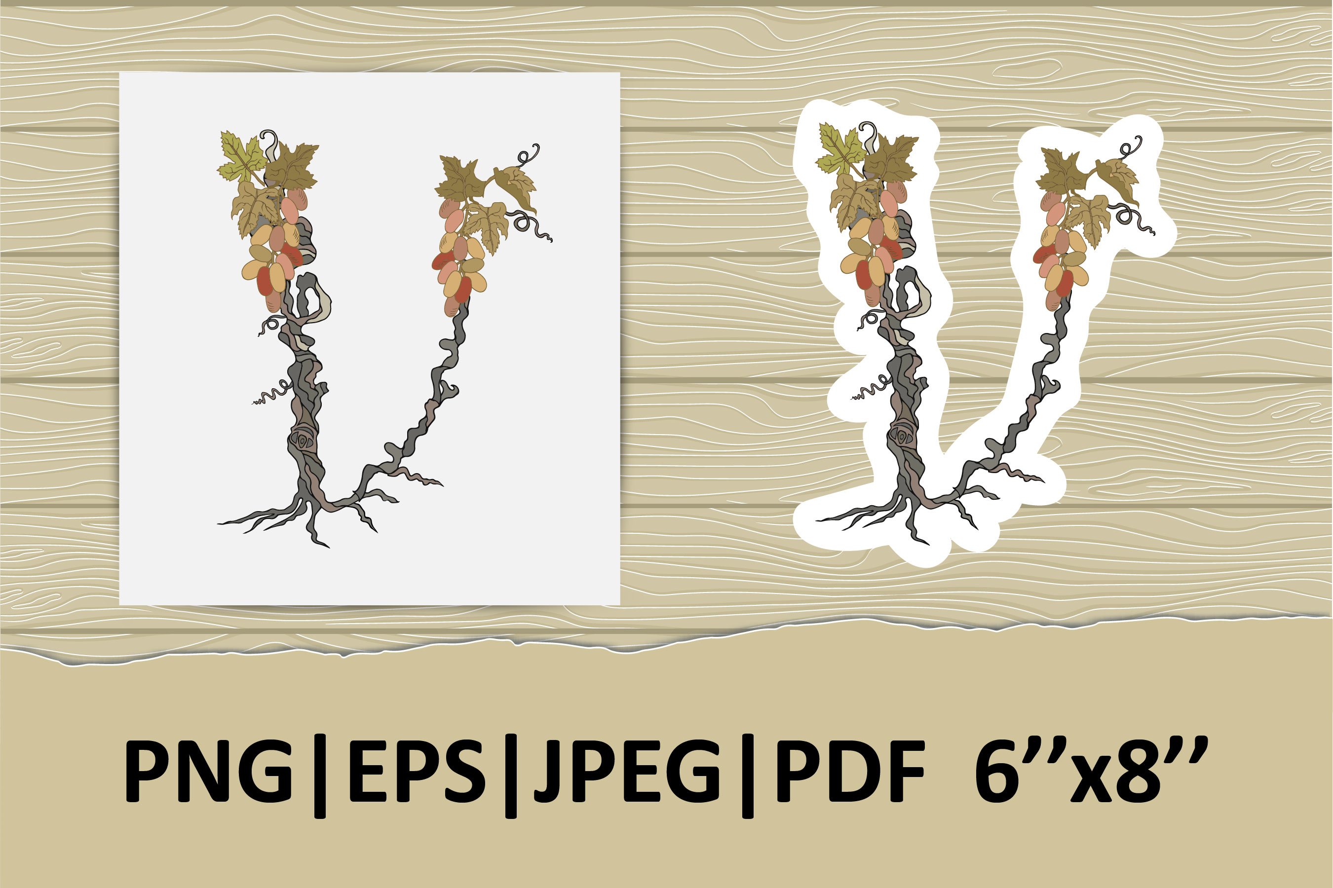 Letter V, monogram V printable, monogram V sticker.