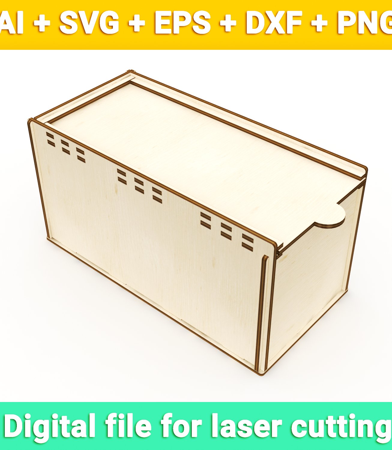 Deep box with sliding lid vector for CNC svg vector file