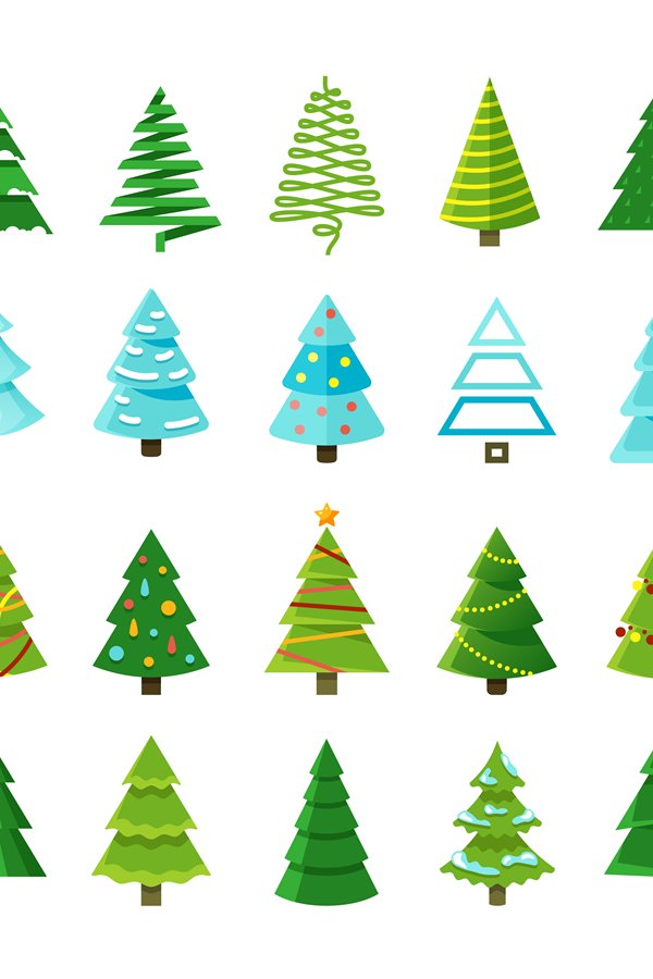 Flat christmas winter trees with festive xmas (891137)