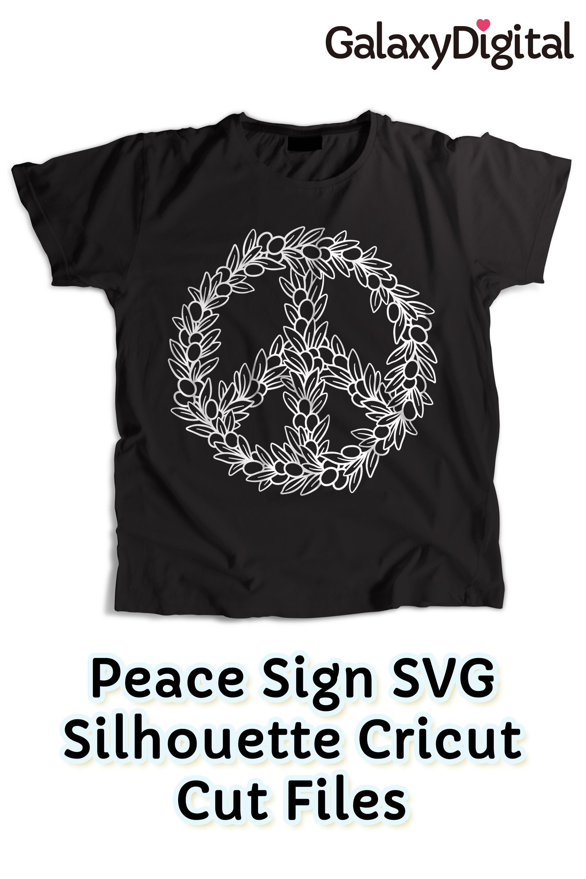 Olive Peace Sign SVG, Branch Wreath SVG