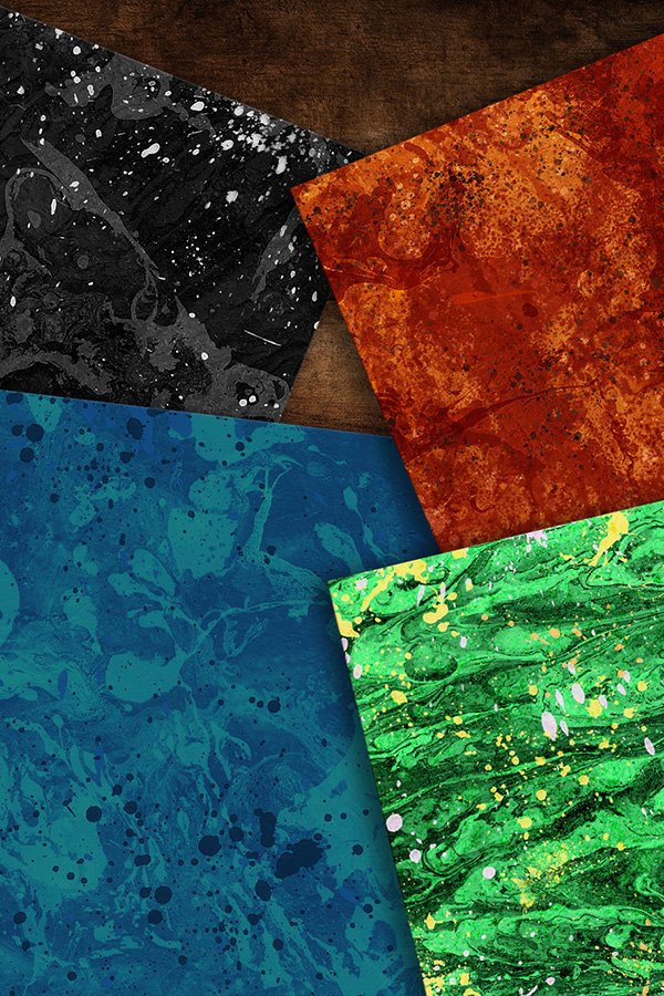 Textured painted digital scrapbooking papers, 28 pages