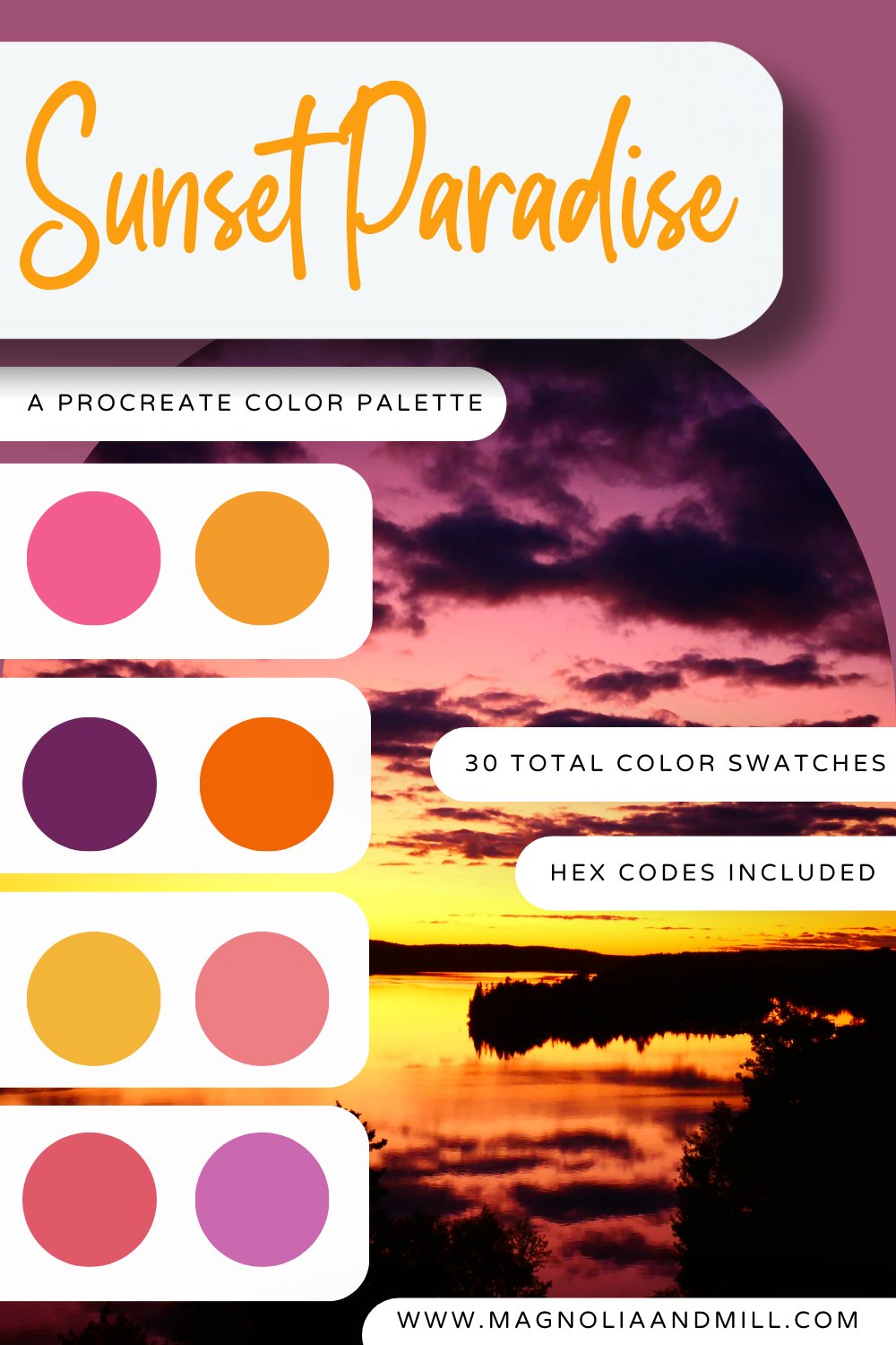 Sunset Paradise Procreate Color Palette | HEX Codes Included