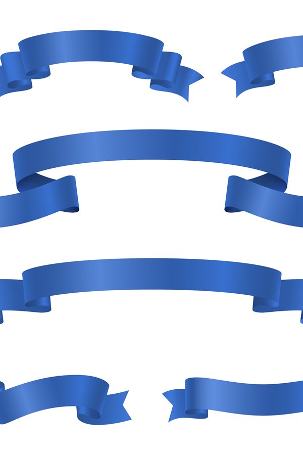 Blue ribbons. Realistic ribbon banners vector collection