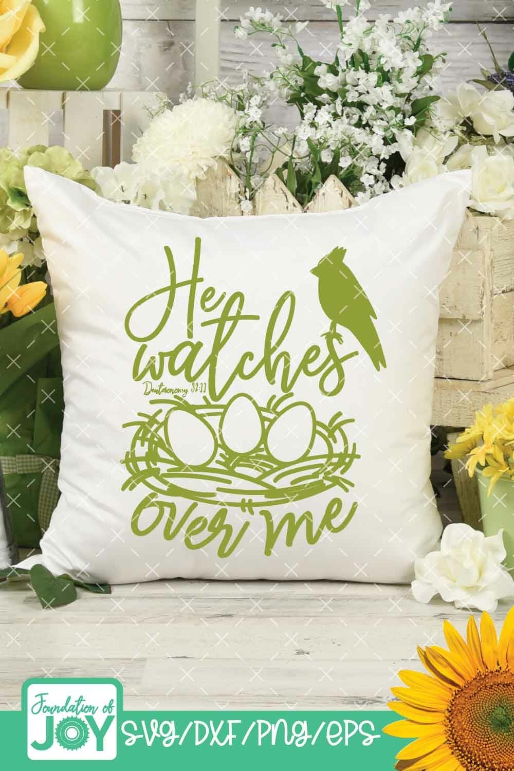 He watches over me svg, Birds nest svg, Bible verse svg