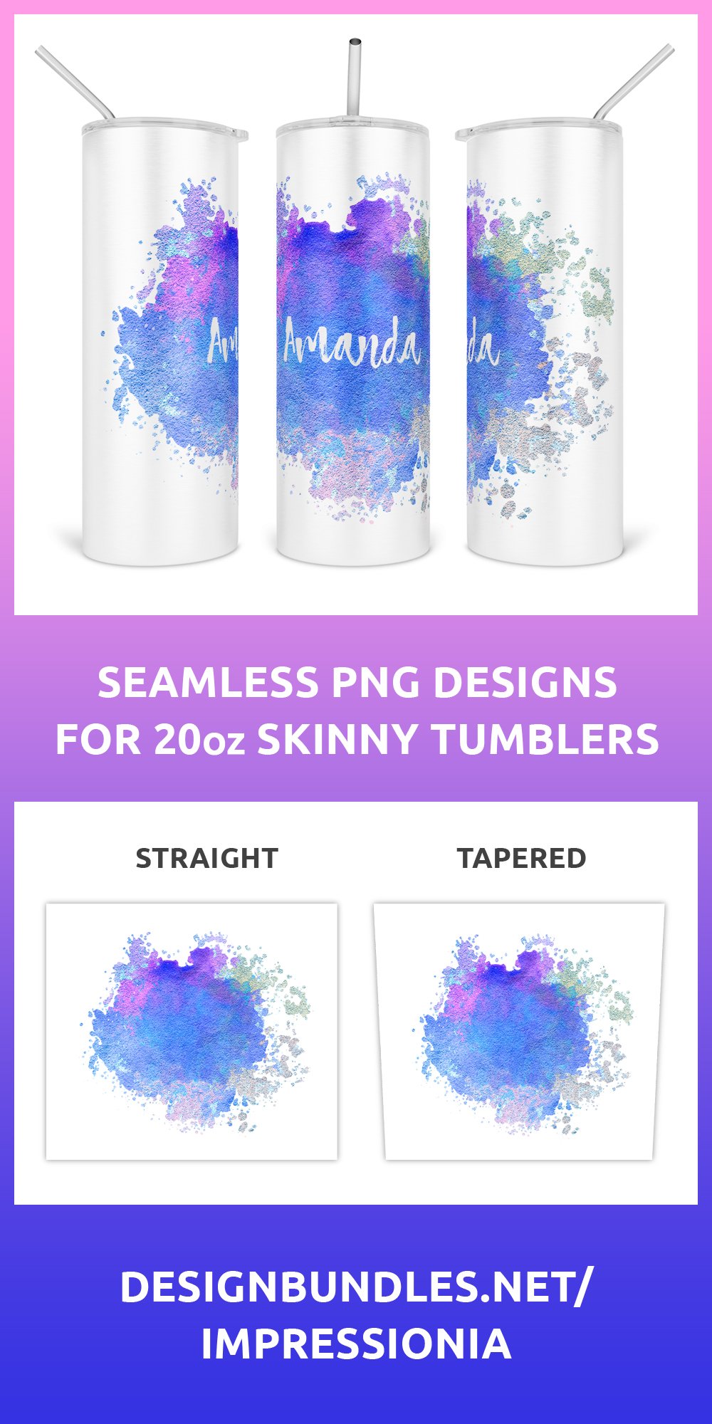 Name on Watercolor Brush Spot Sublimation Design for Tumbler