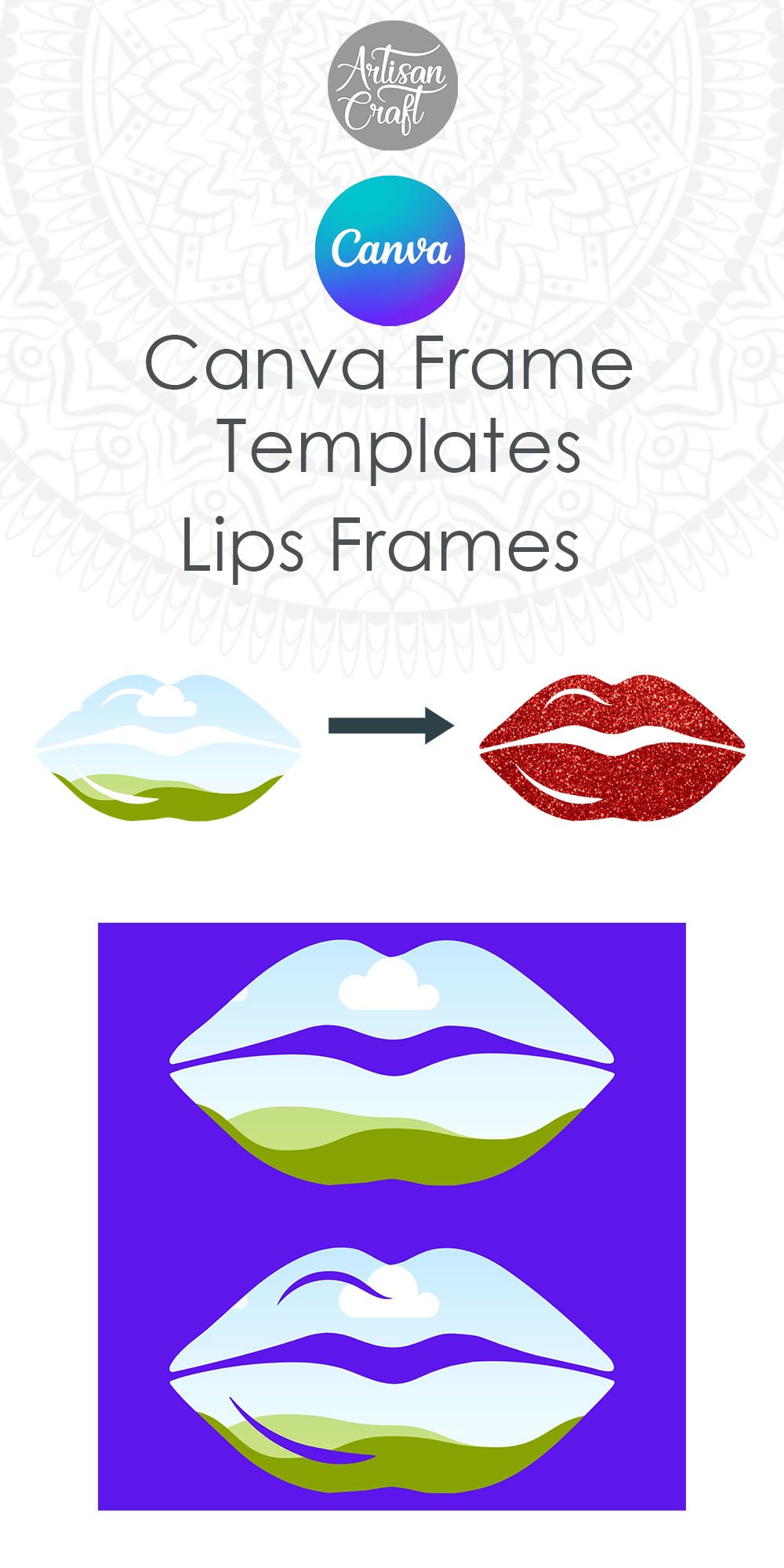 Canva frame, lips frame, Canva template, Editable mock up