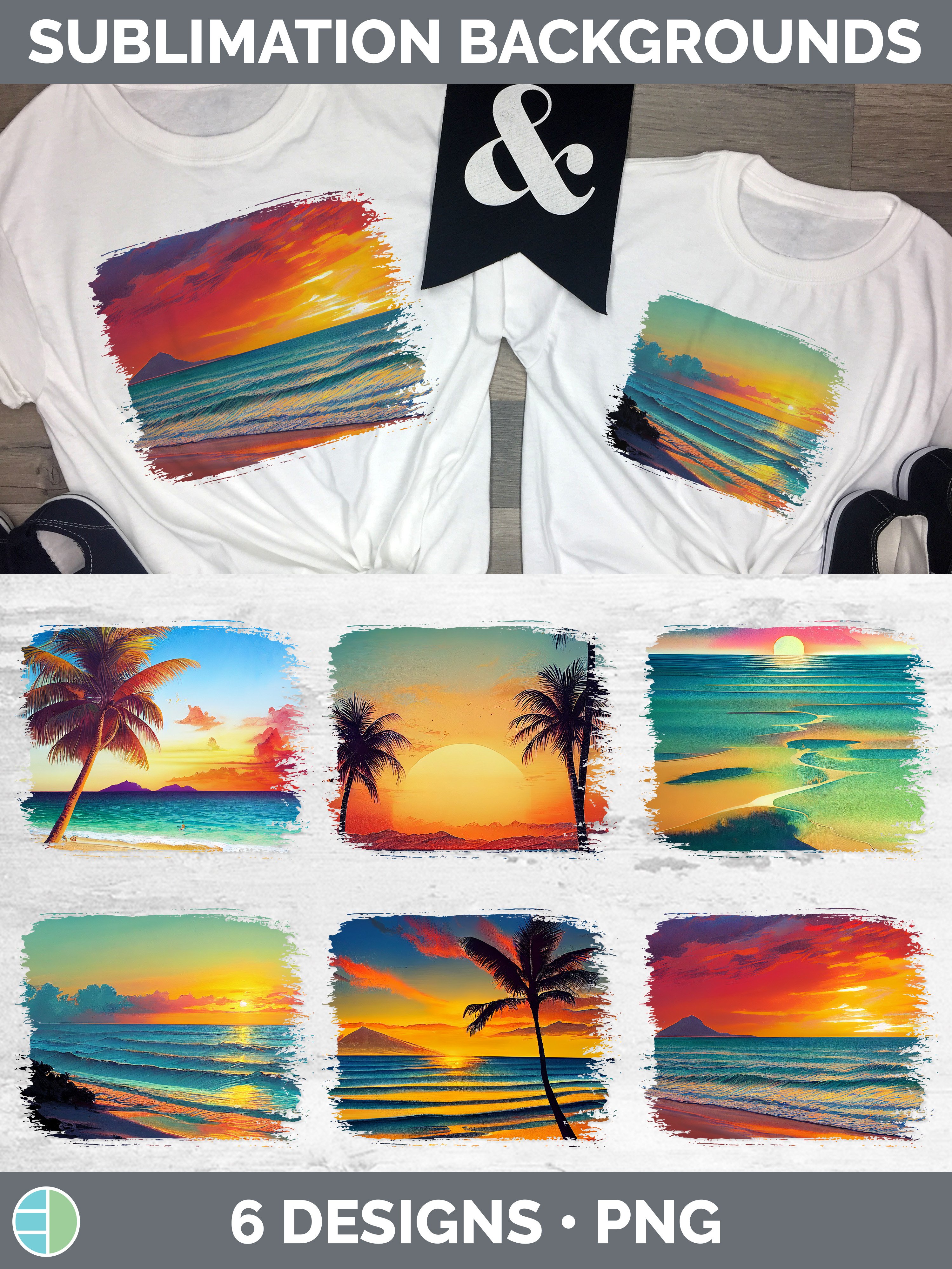 Beach Sunset Distressed Sublimation Background Panel