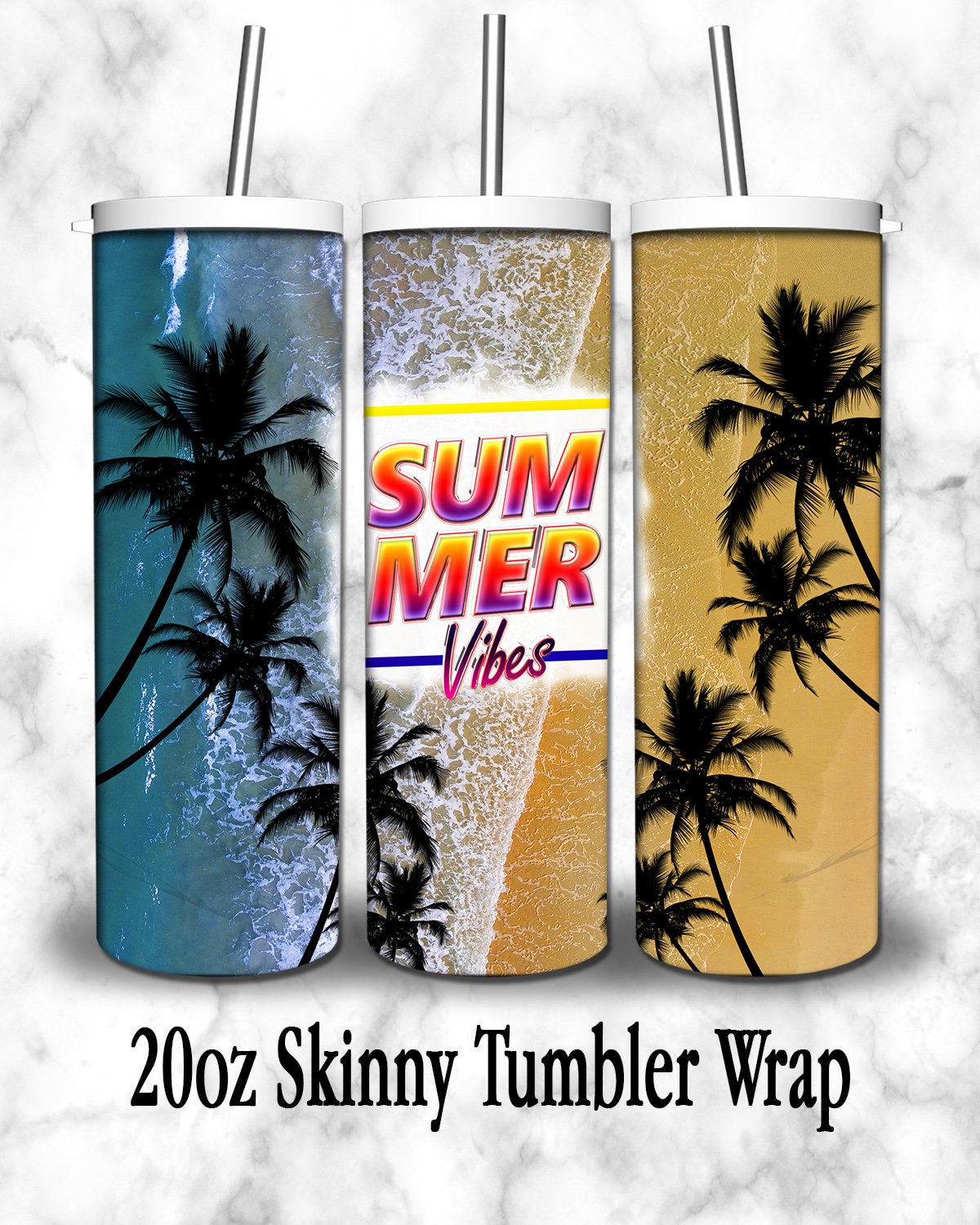 Summer Vibes Tumbler Wrap | Tropical Design PNG Files | wrap