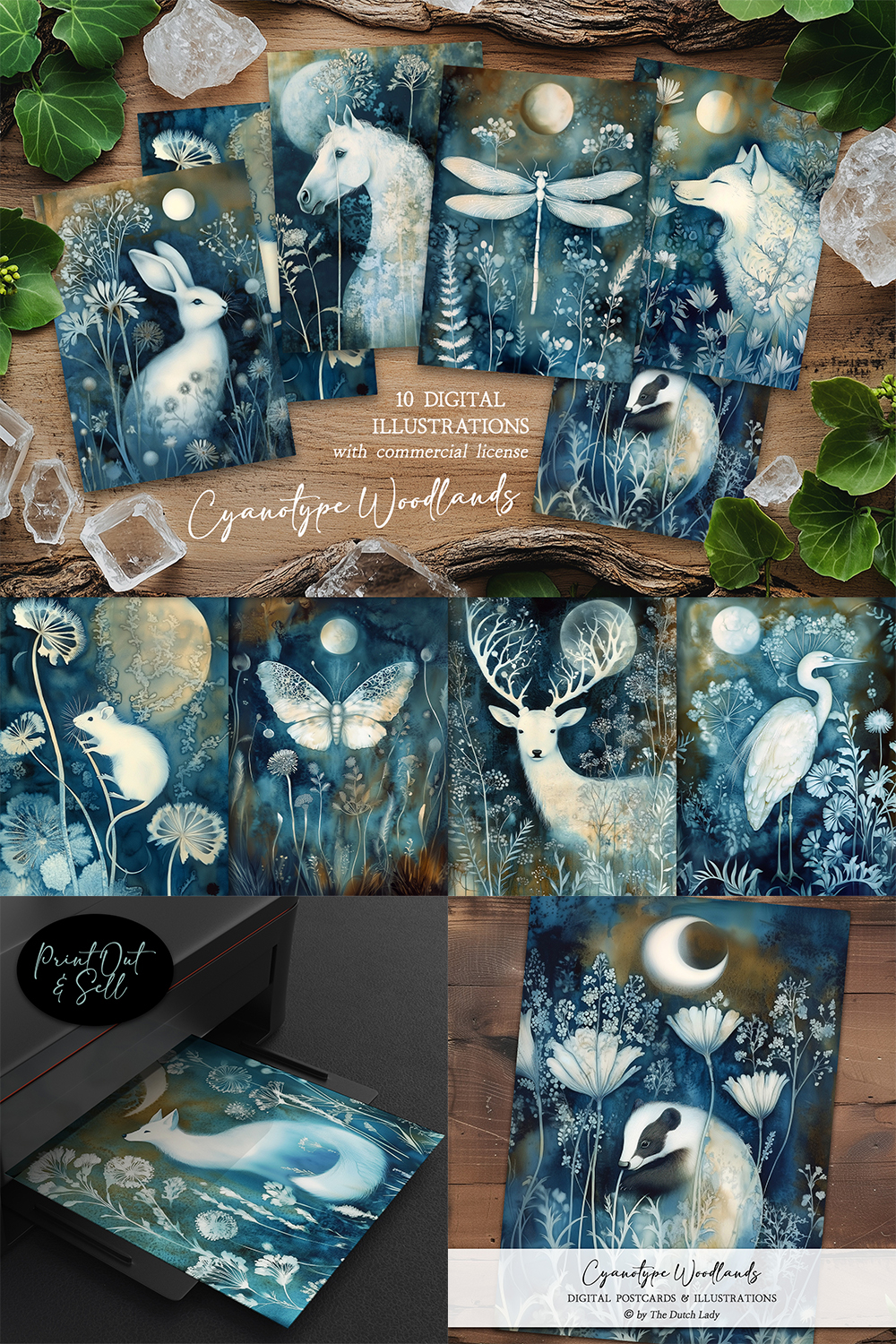 Cyanotype Woodlands Postcards & Paintings