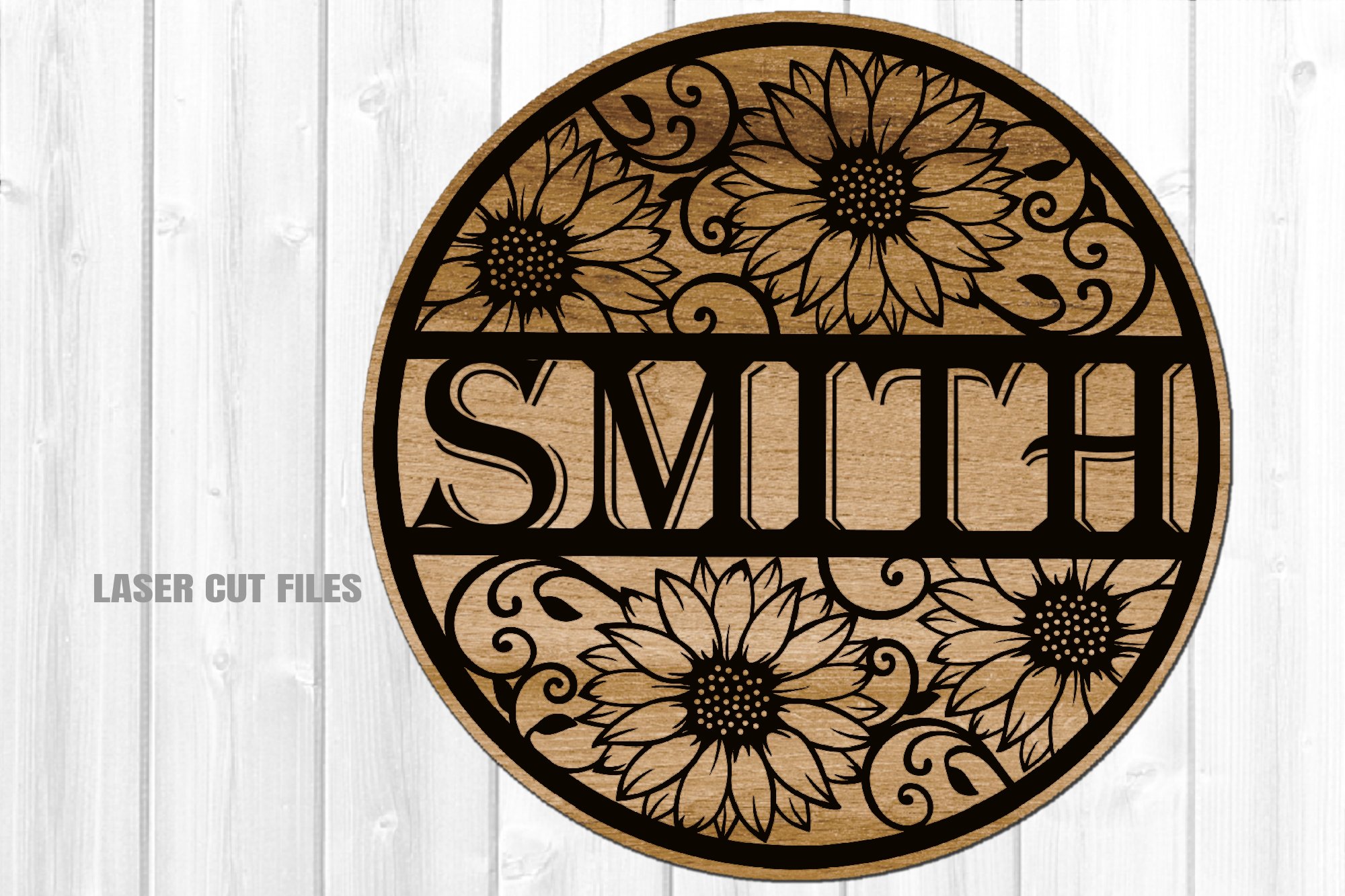 Monogram Sunflower SVG | Sunflower Sign Laser Cut Files