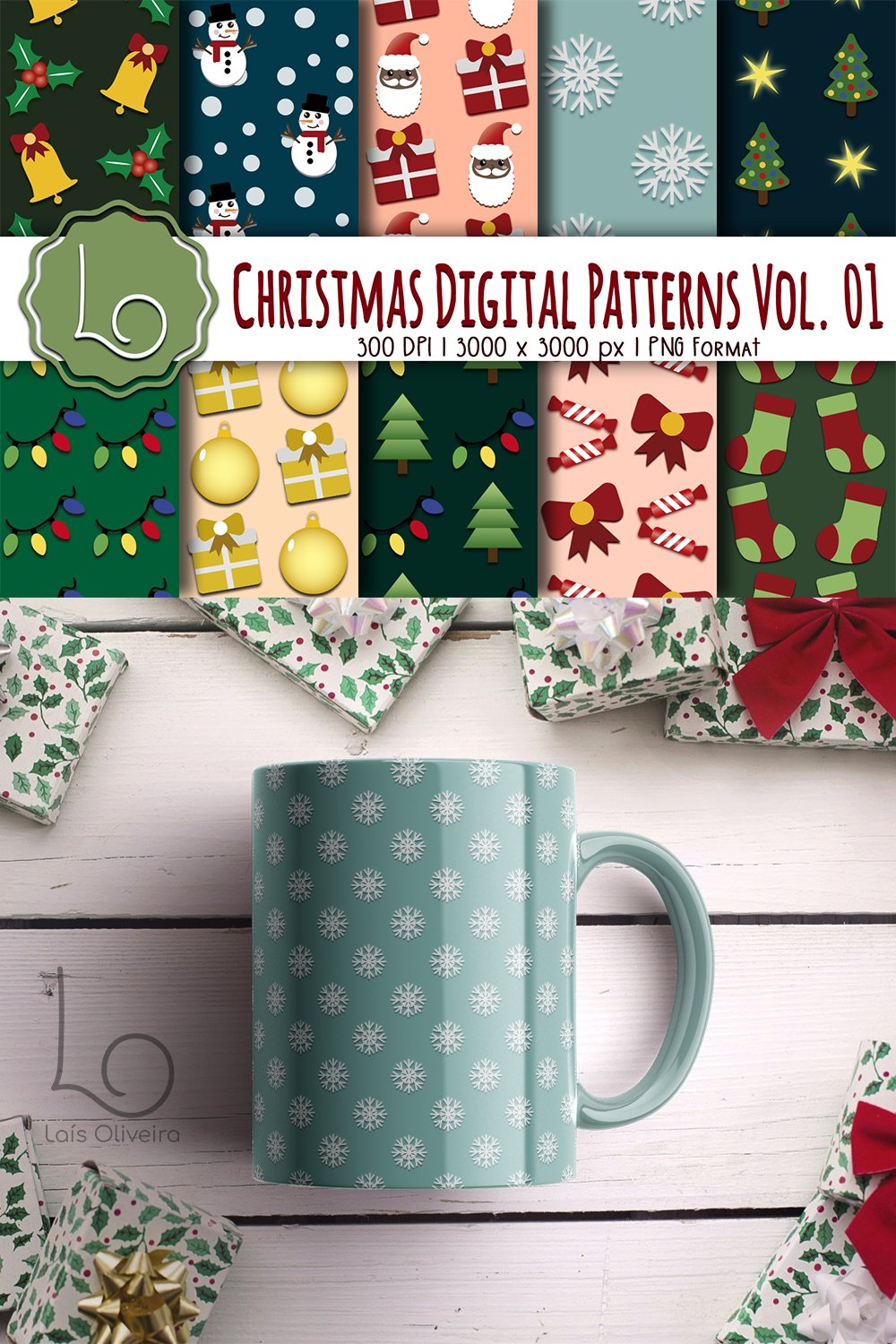 10 Christmas Digital Patterns Vol 01