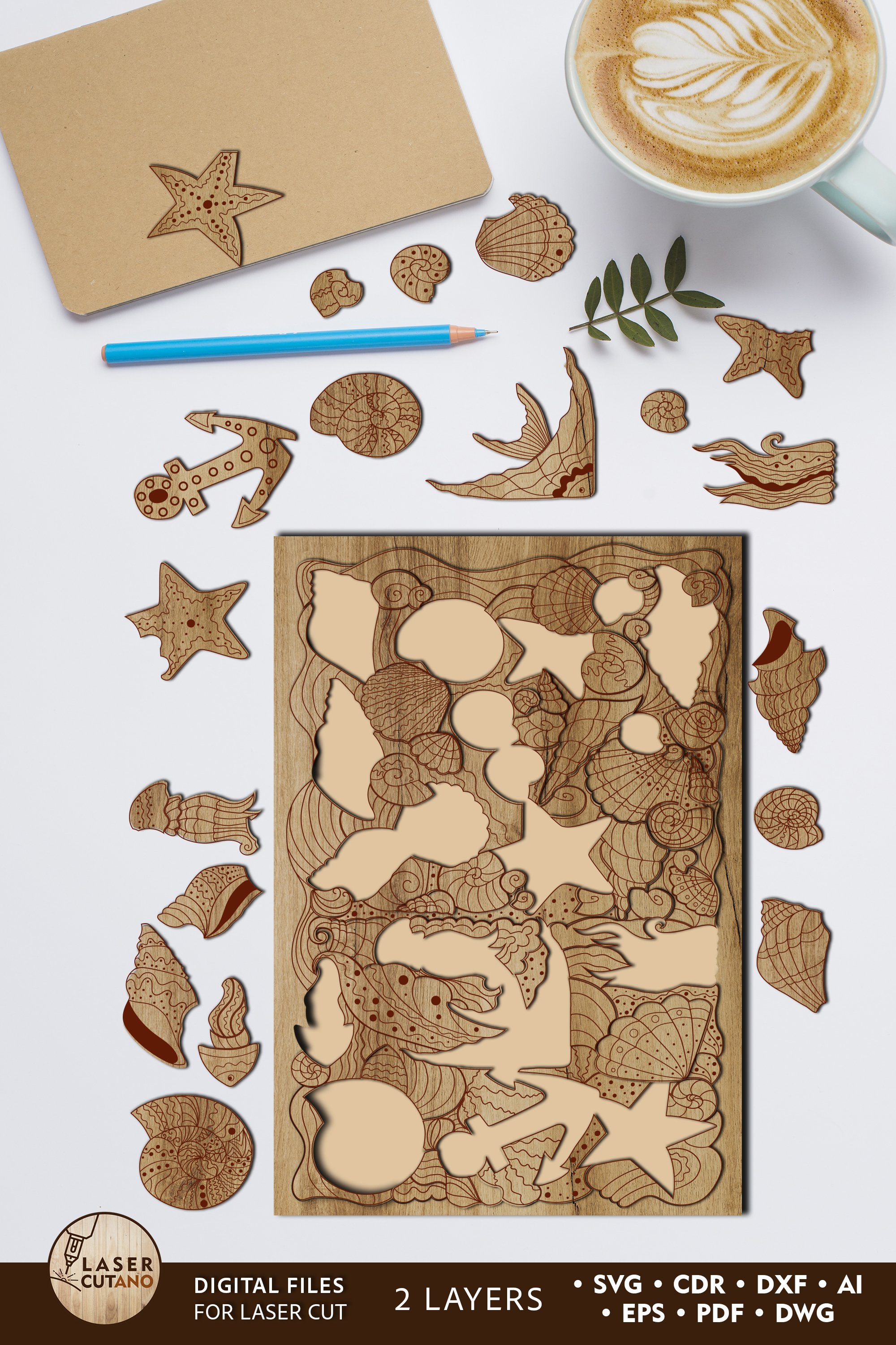 SEA PUZZLE Paint Cut Template for Kids, Educational Tools