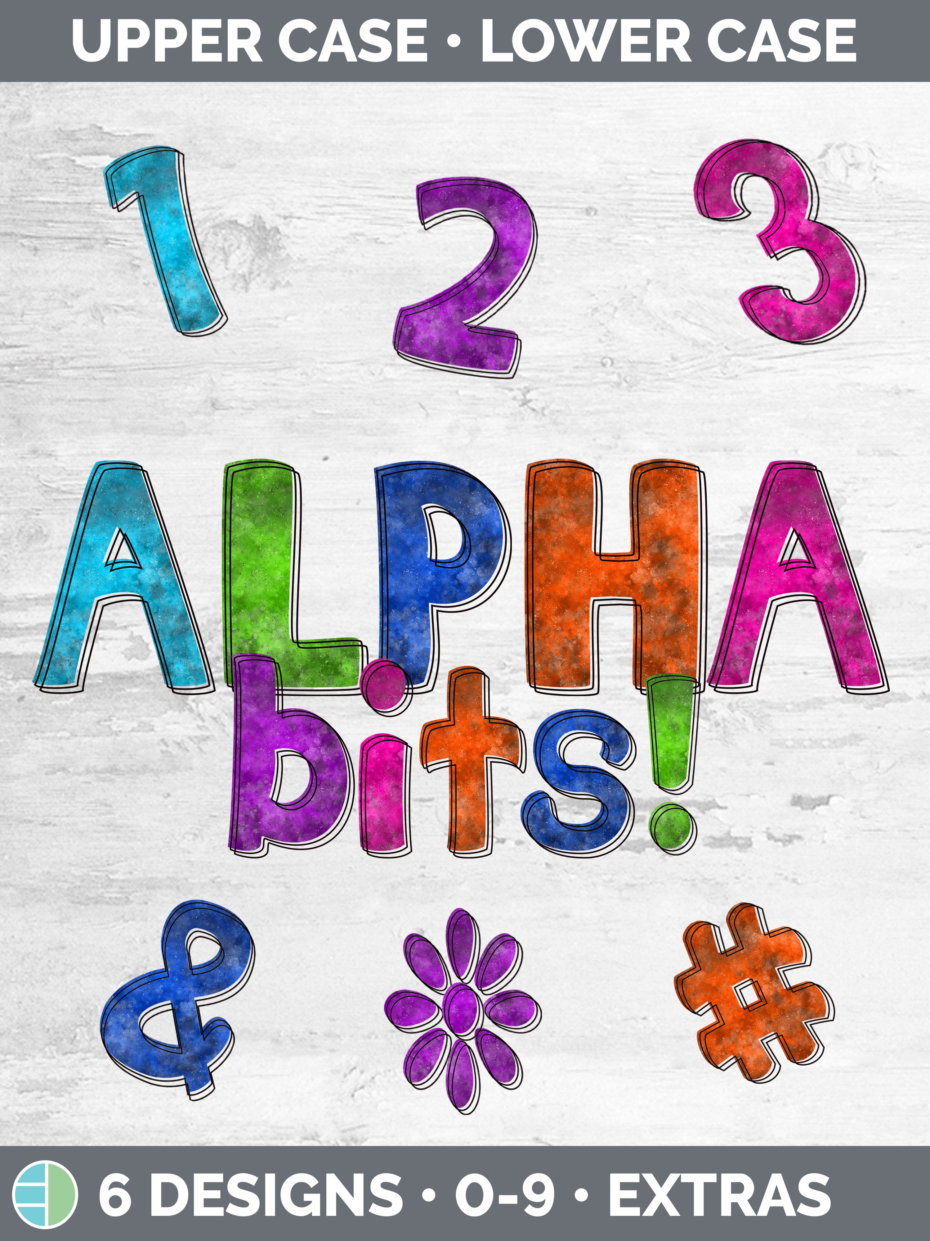 Bright Colors Alpha Doodle | Sublimation Alphabet Set PNG