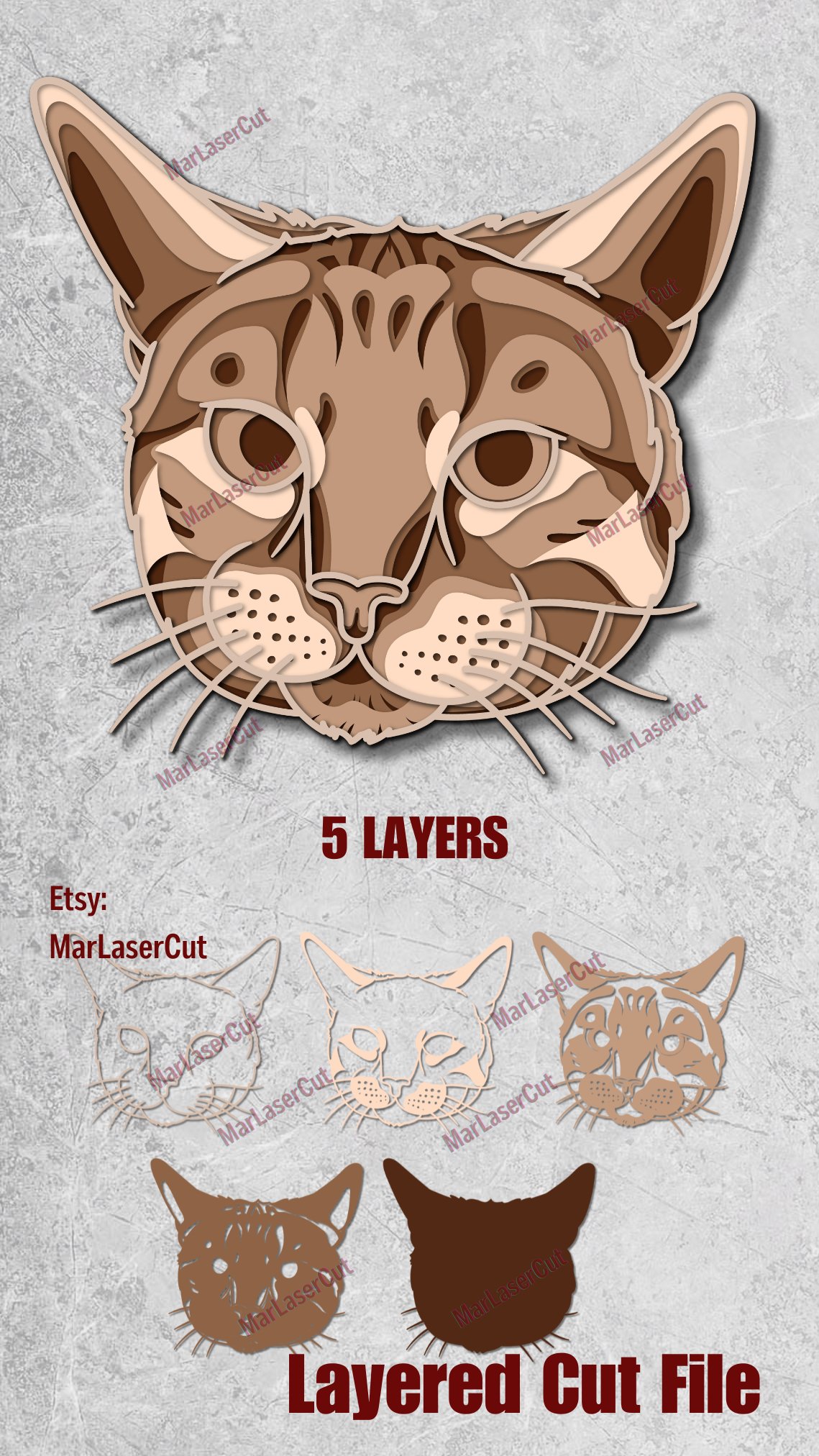 3D SVG Laser Cut Cat SVG Mandala Layered for wall