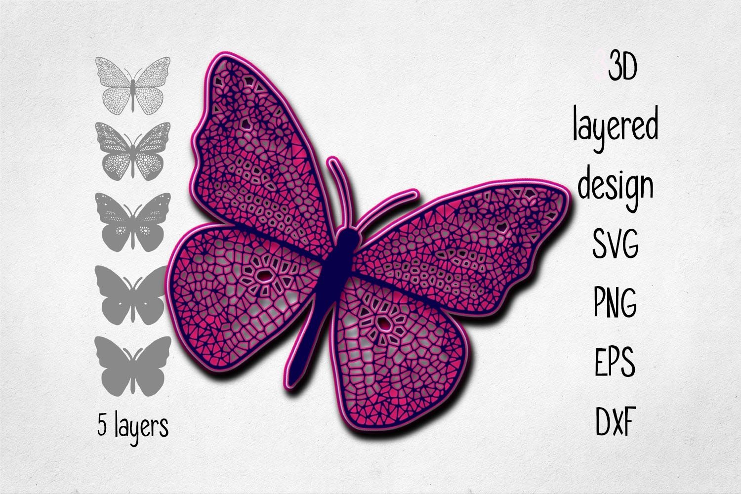 3D layered Butterfly Cut file (1130471)