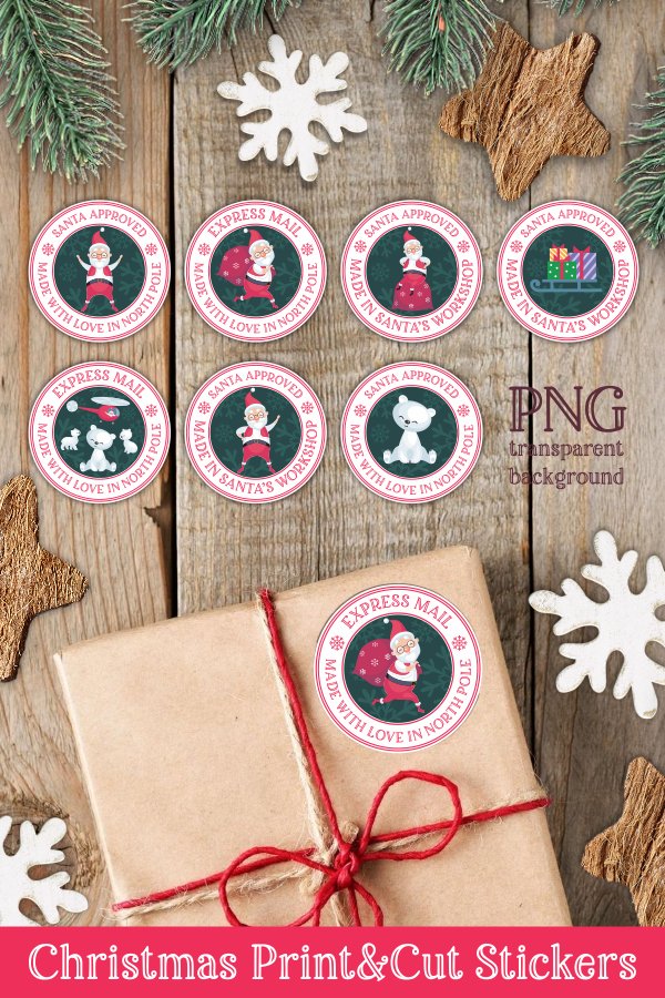 Christmas stamp printable stickers PNG