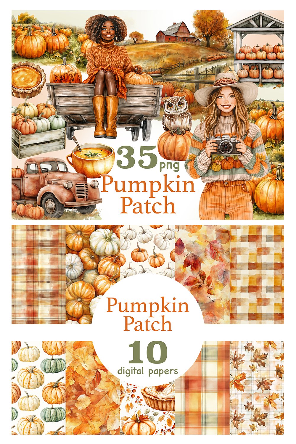 Pumpkin Patch Clipart | Autumn PNG Set