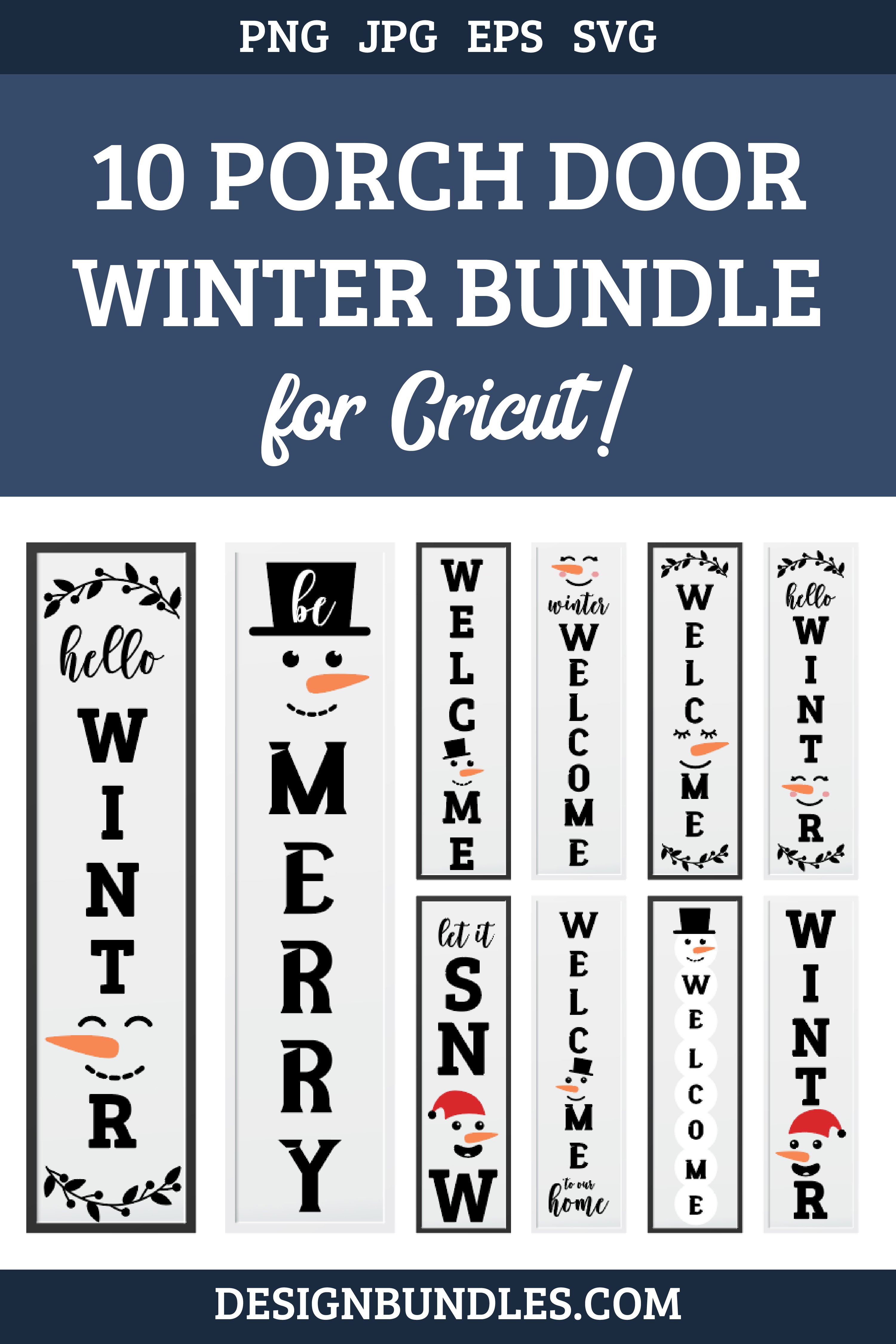 10 Porch door winter signs bundle