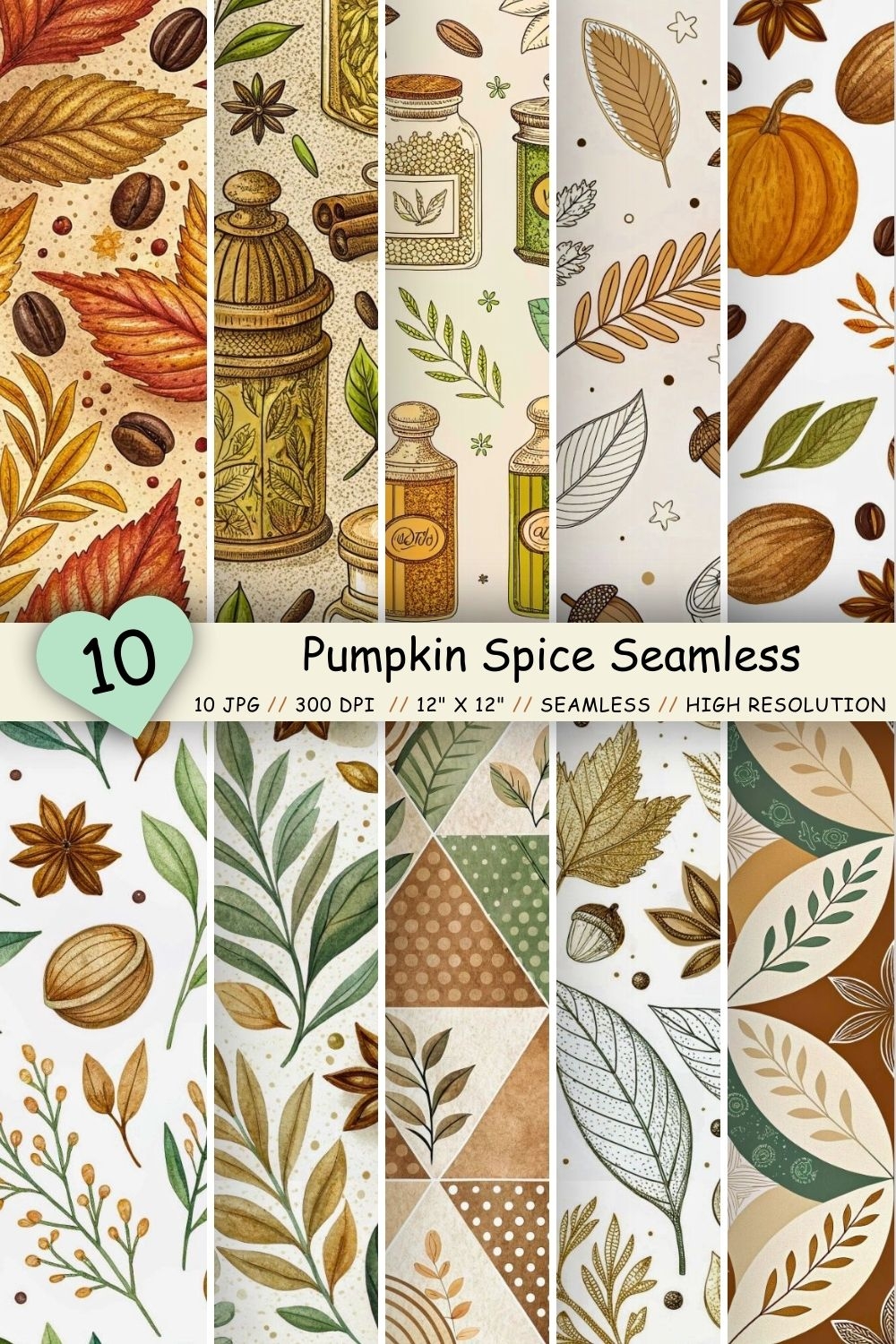 Pumpkin Spice Seamless Pattern, Warm Brown & Cream Delight