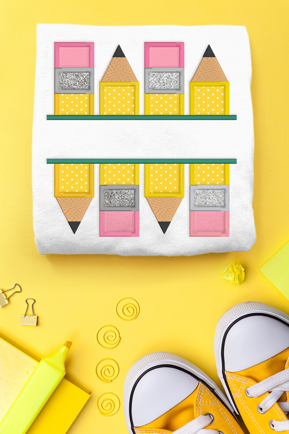 Alternating Pencil Split Applique Embroidery File