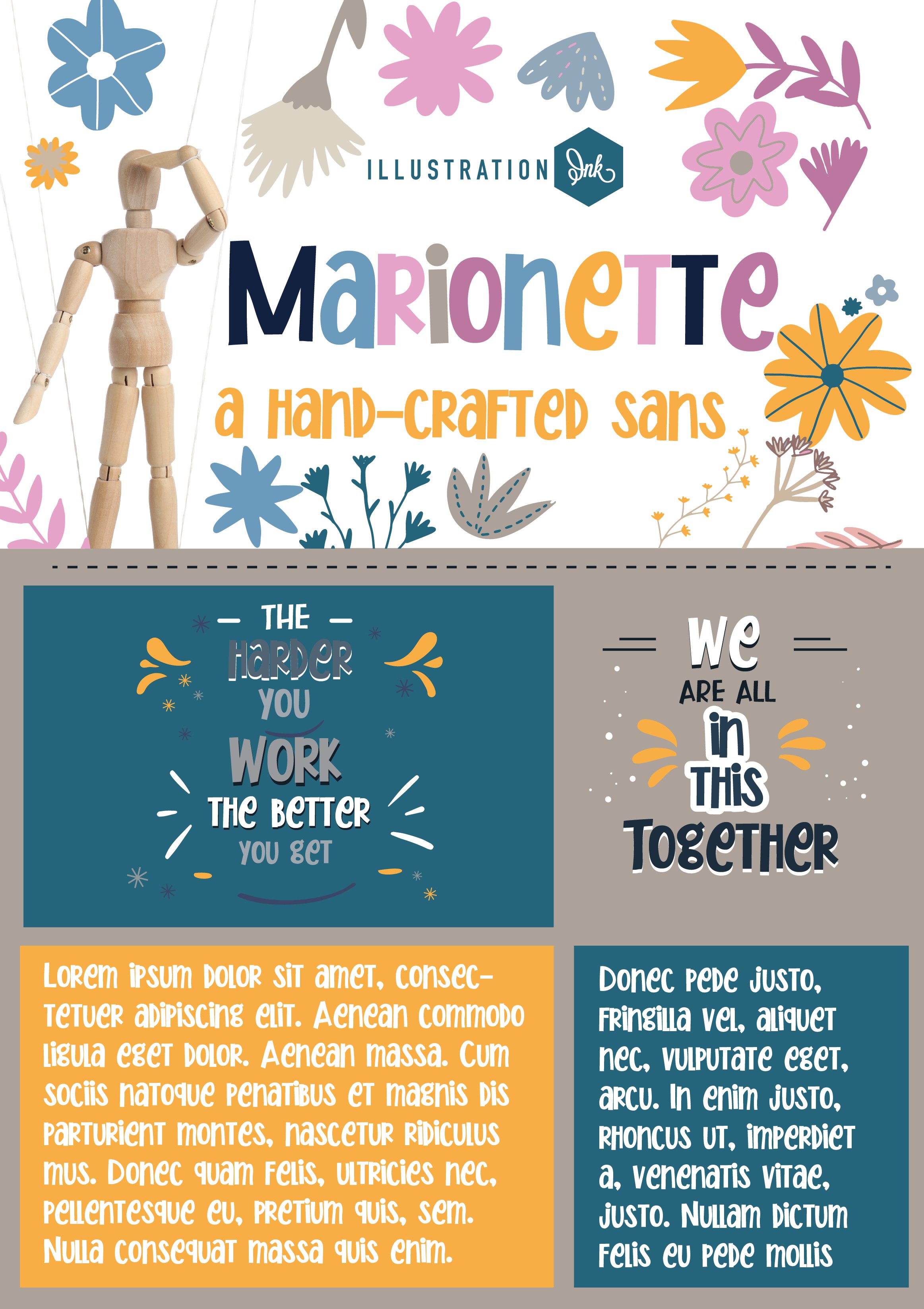 Hand-crafted, font for kids and school
