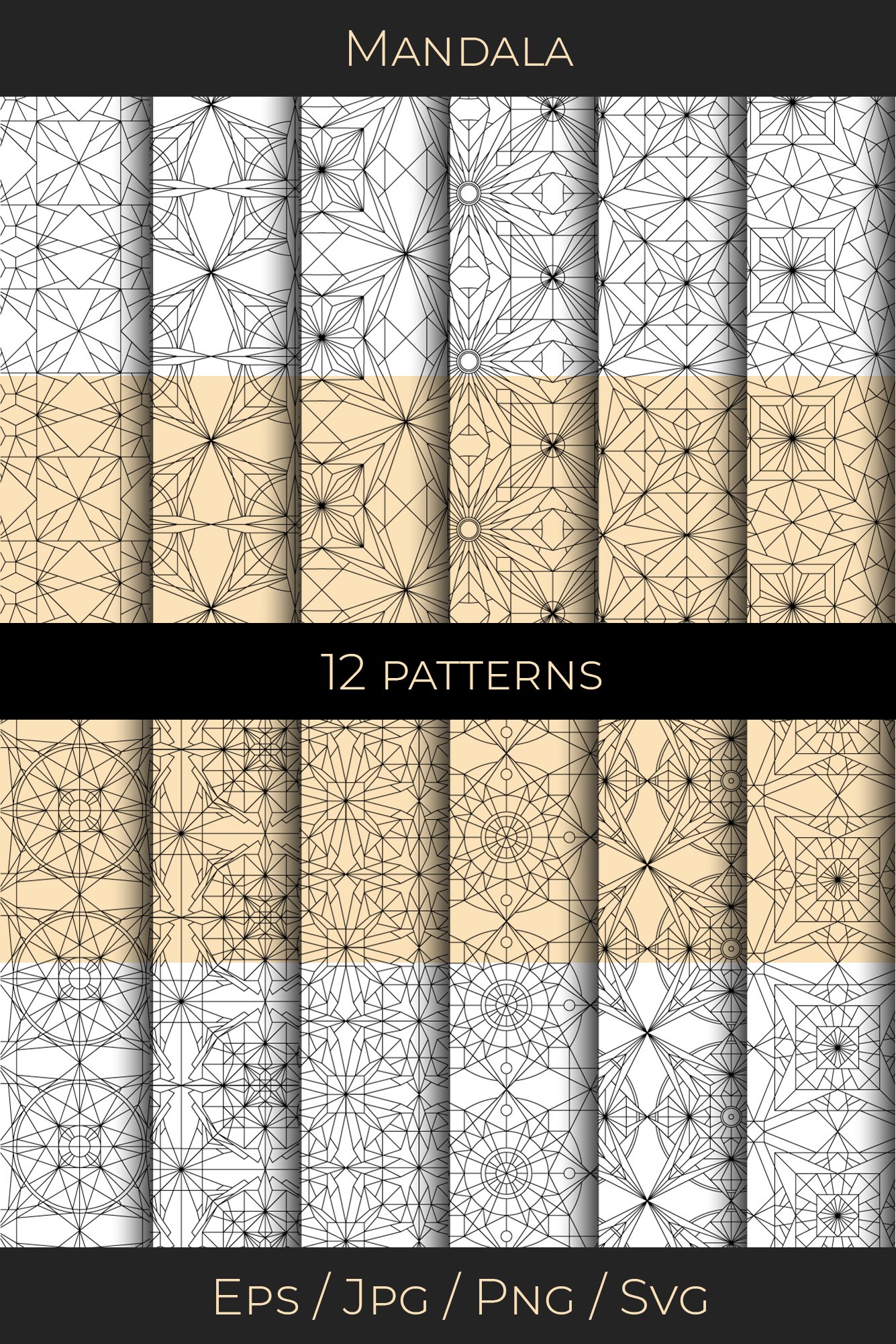 Set 12 patterns with mandala cvg