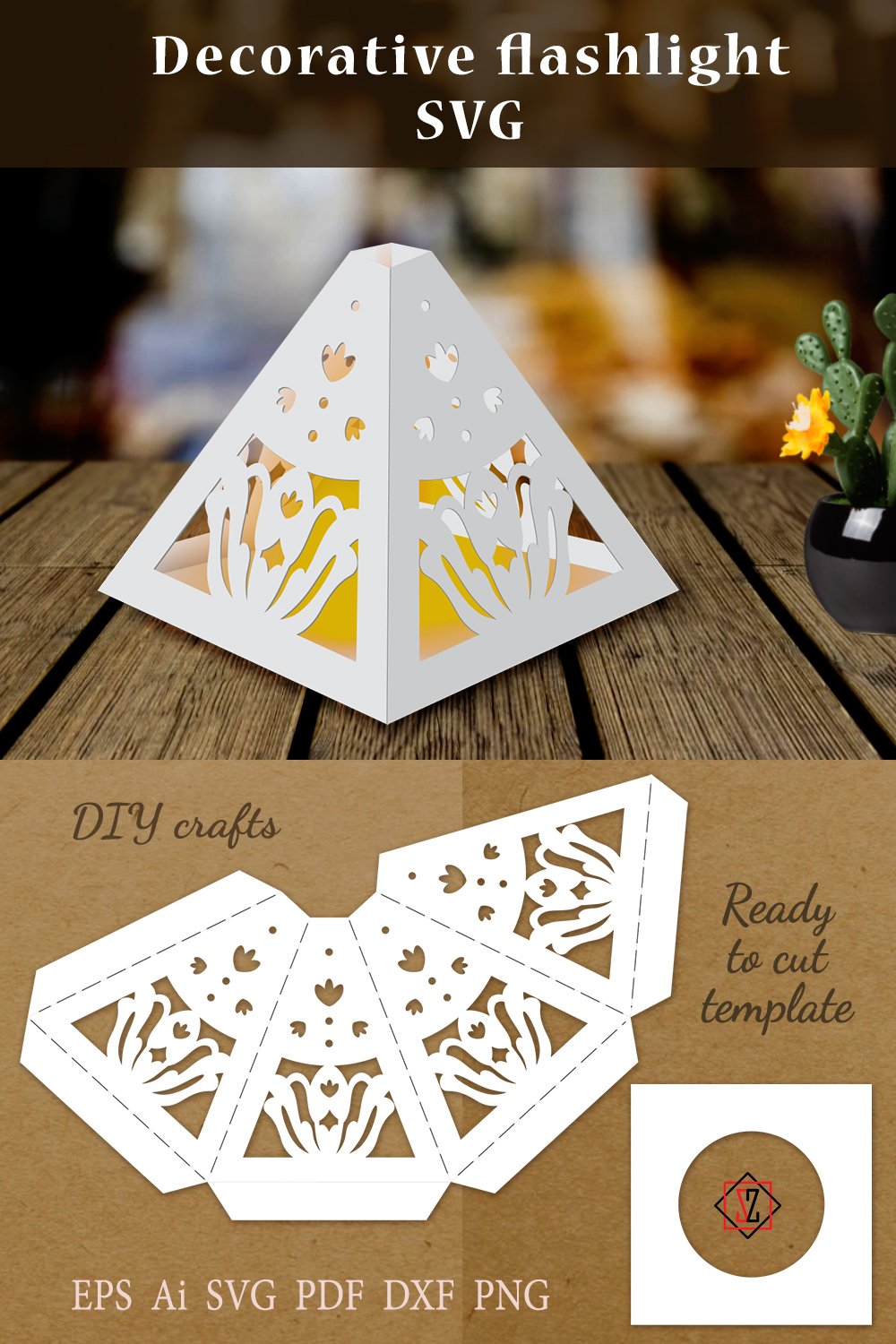 Triangular Lantern Flower Stencil