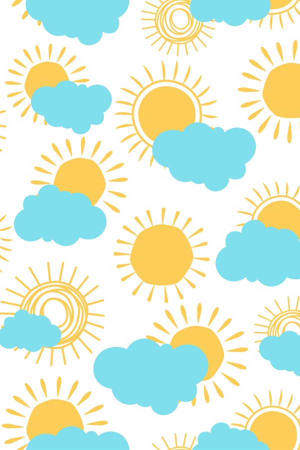Sun and clouds seamless pattern