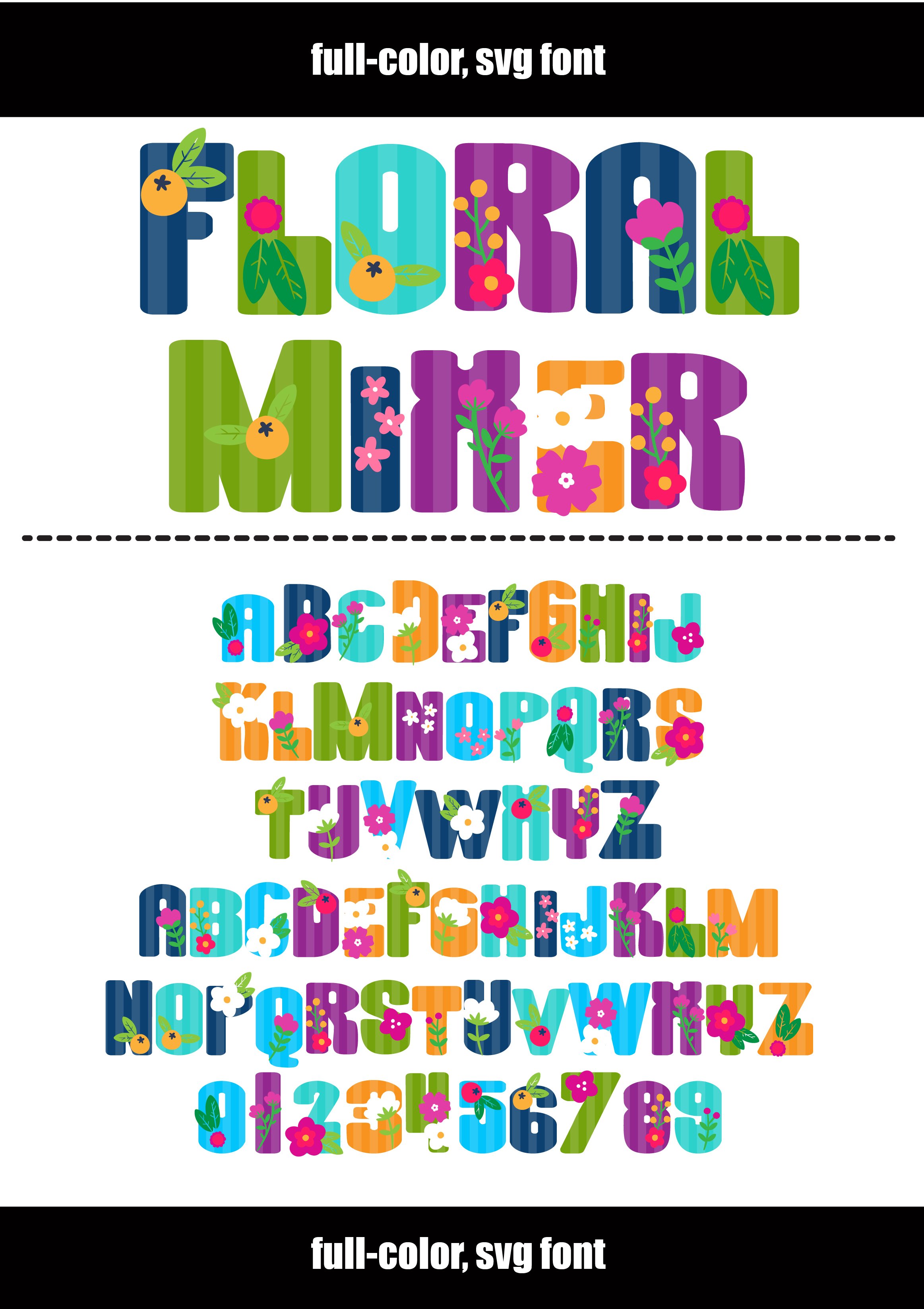 Flower Themed Full Color SVG Font