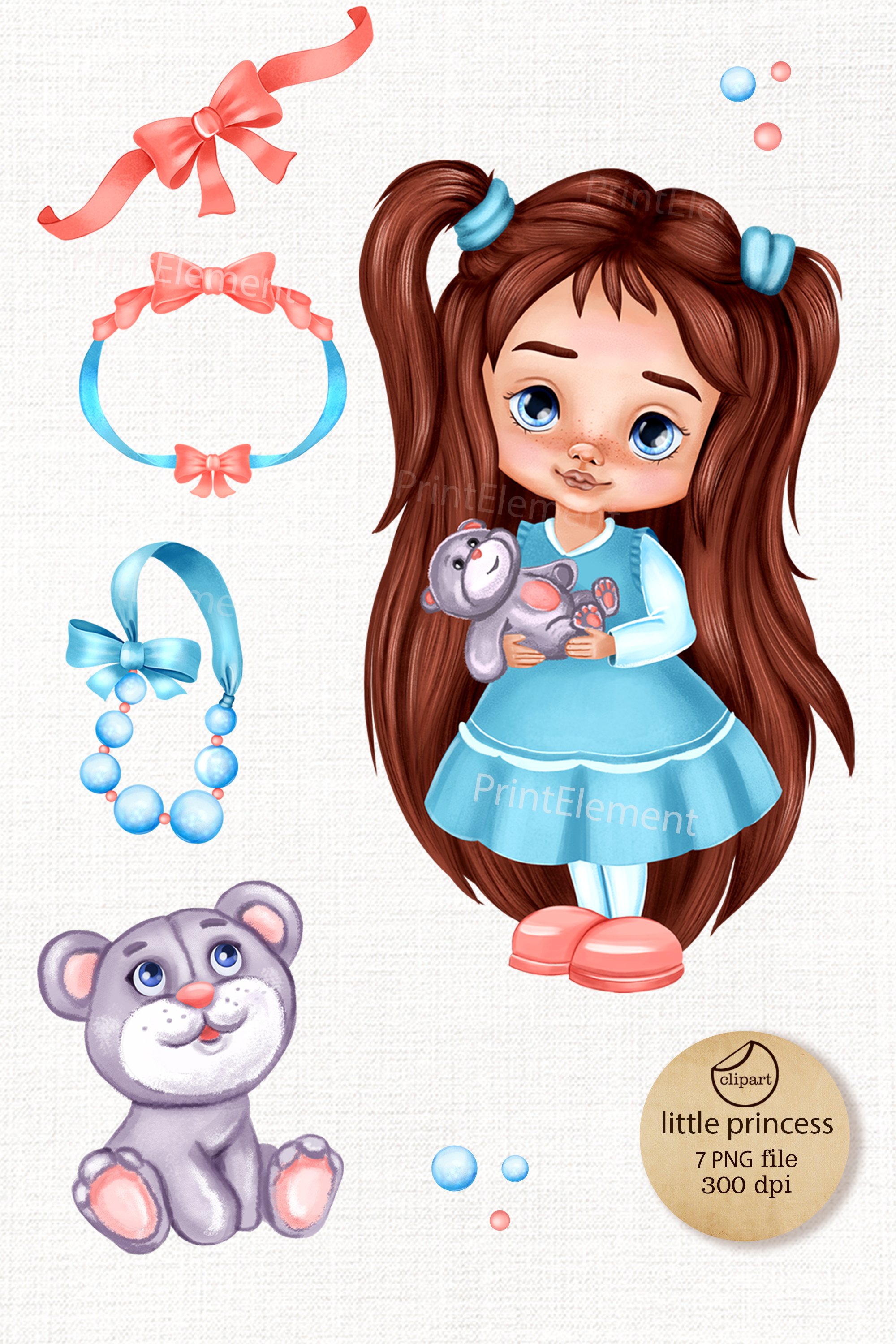 little girl clipart. Elements of design for girl