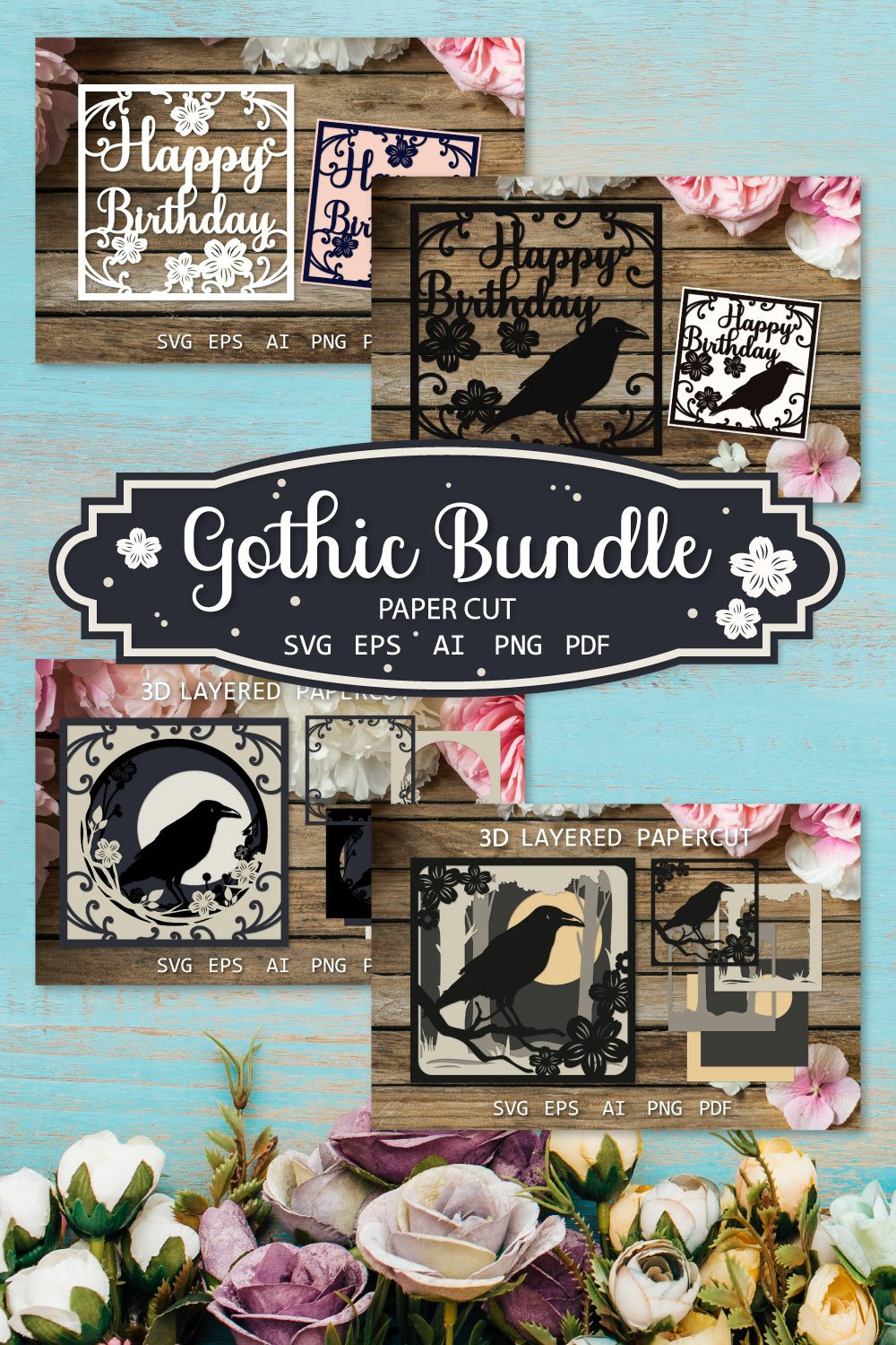Gothic papercut Bundle, Paper cutting template Gothic SVG