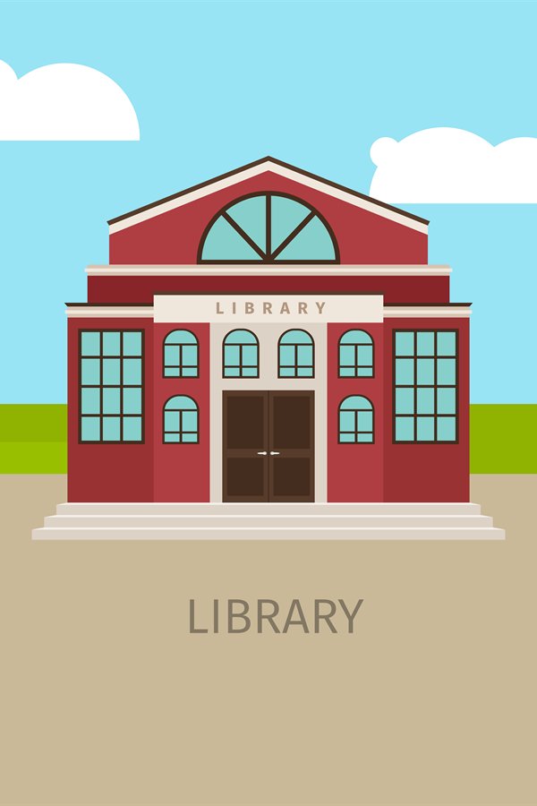 Colored urban municipal library building