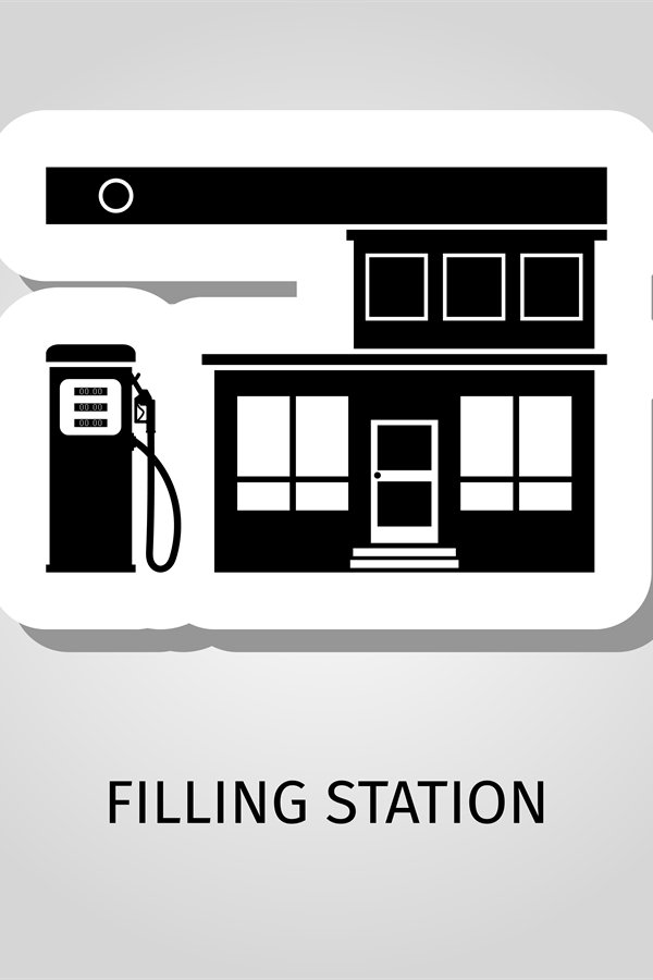 Filling station black building sticker