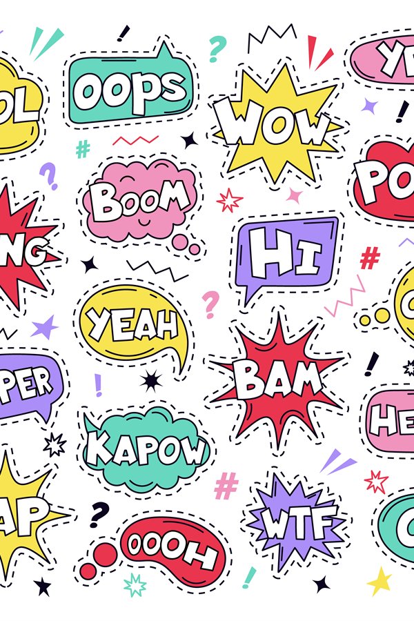 Text patch stickers. Speech comic funny text patch stickers,