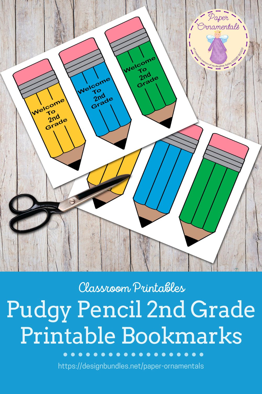 Pudgy Pencils 2nd Grade Plain Printable Bookmark Set