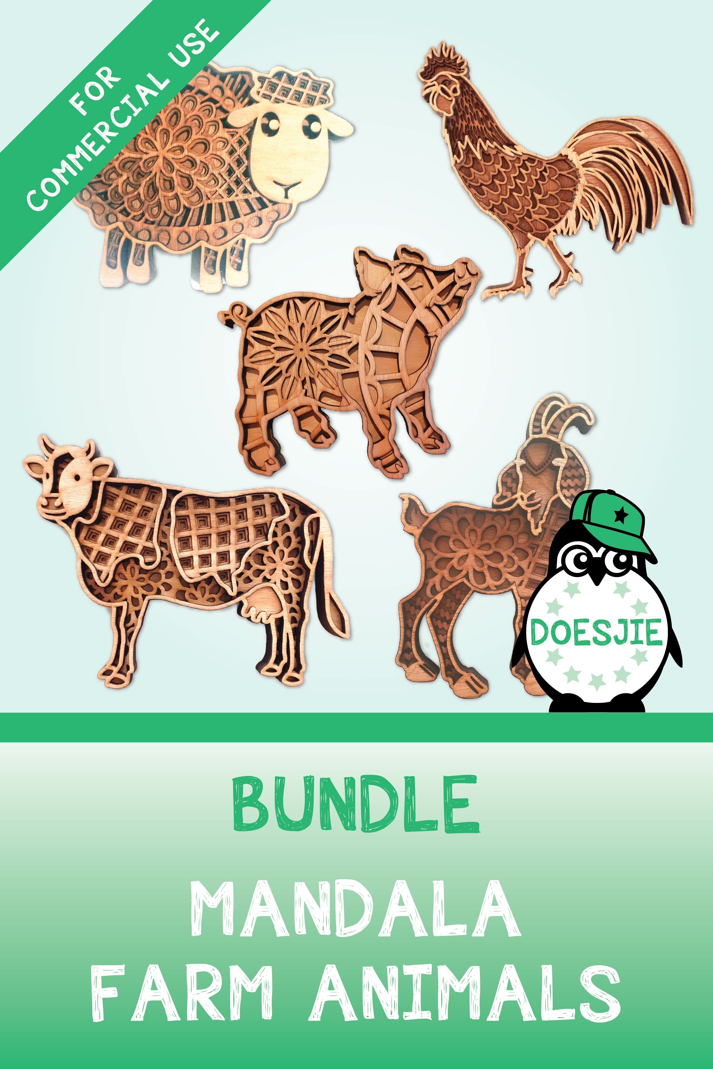 Farm Animal bundle 3d svg layered Multi layer mandala farm