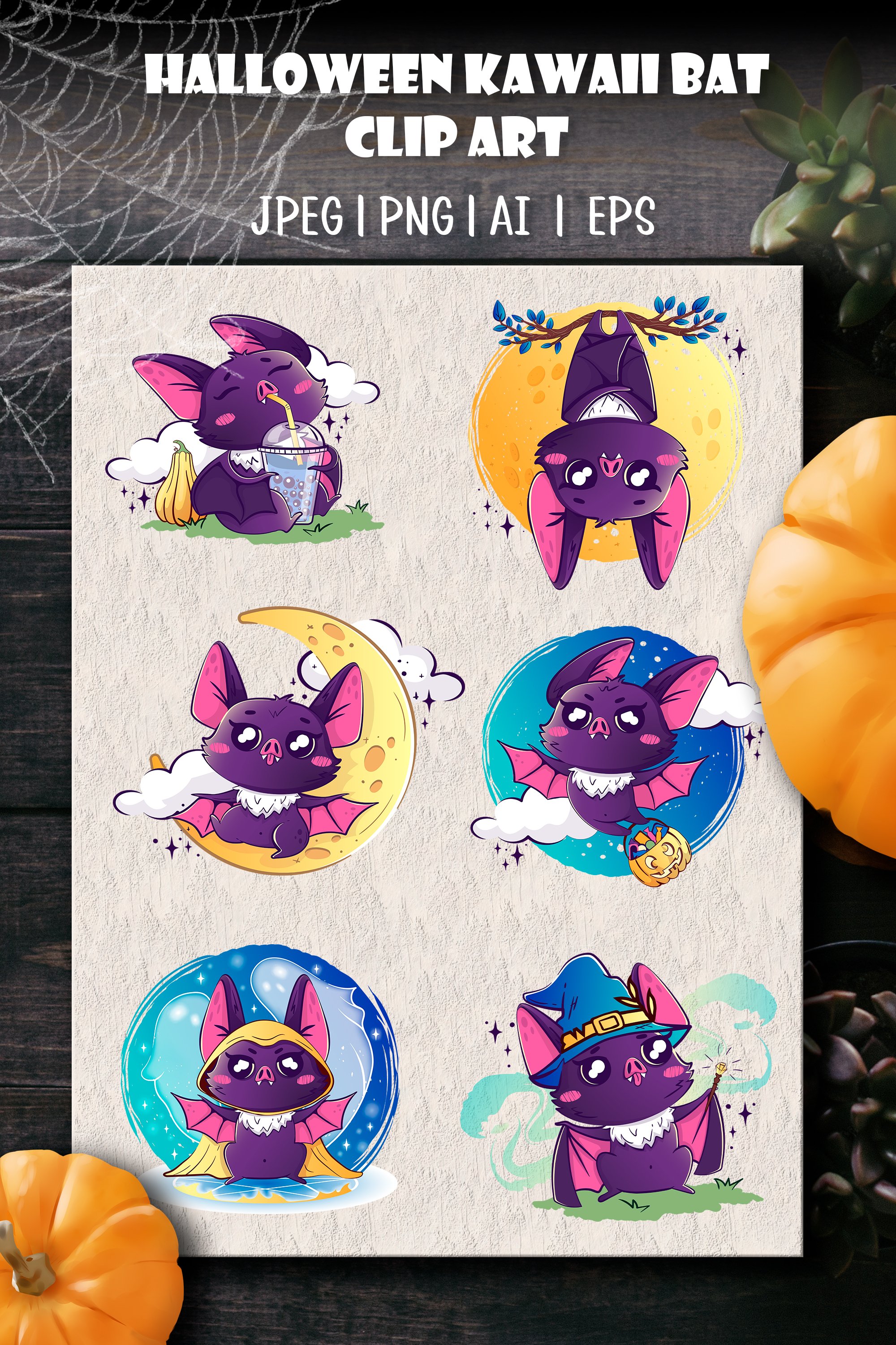 Kawaii Halloween bat Clipart PNG