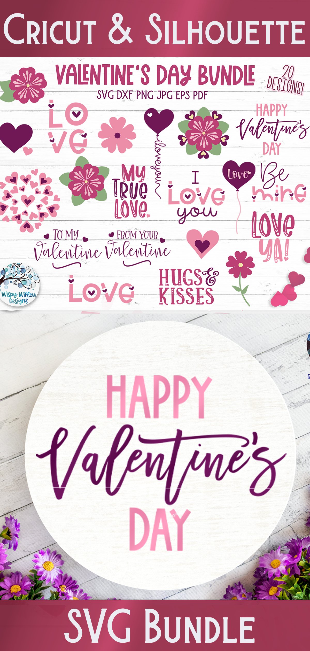 Valentine's Day SVG Bundle | 20 Valentine Cut Files