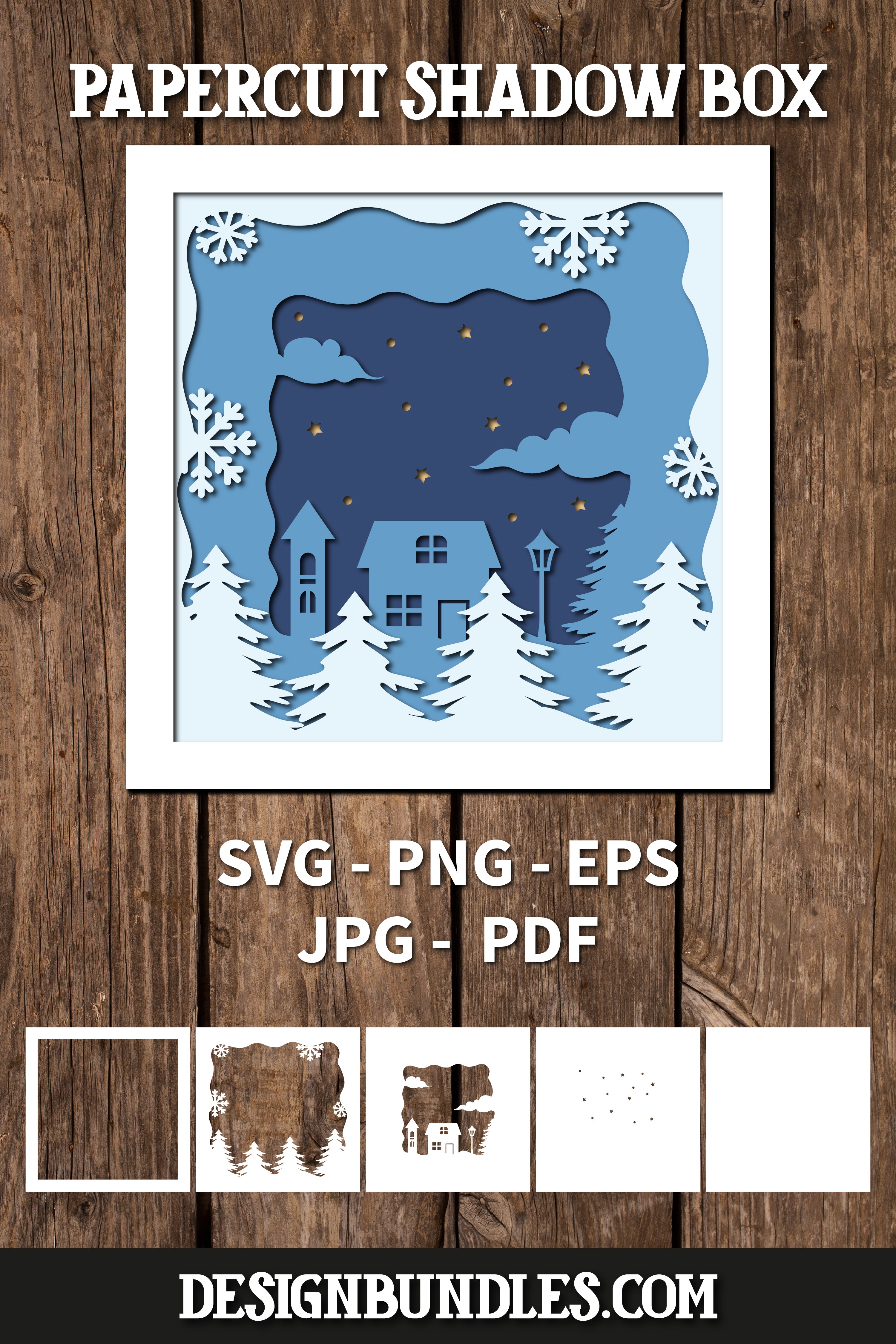 Christmas shadow box 8x8 template,Winter (1618677)