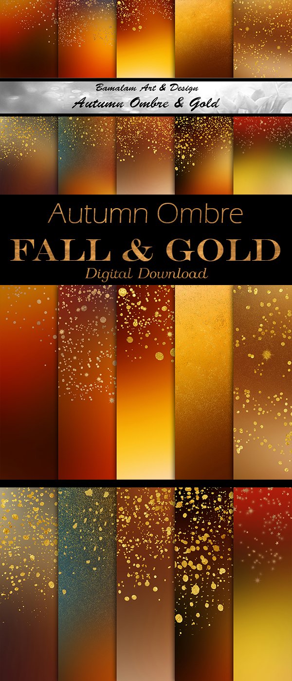 Autumn Ombre & Gold Backgrounds