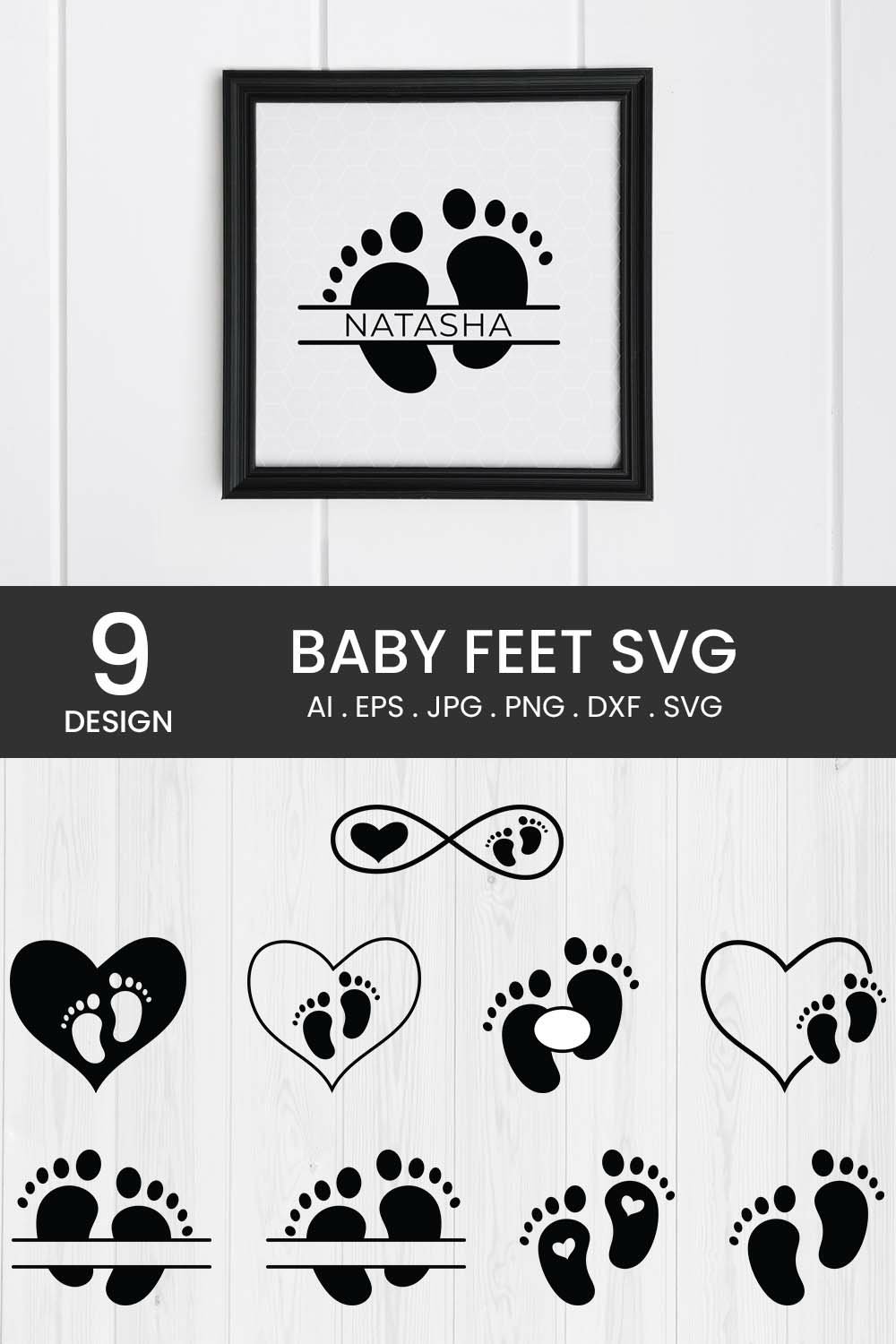 Baby Feet Svg with 9 Variations