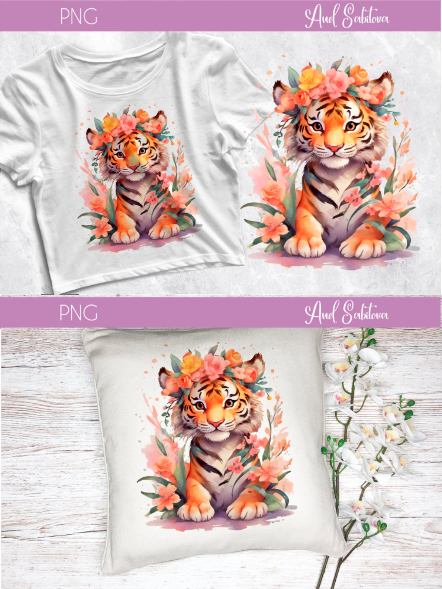 Floral Tiger, Sublimation design