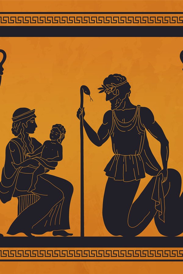 Ancient Greece mythology. Antic history black silhouettes of