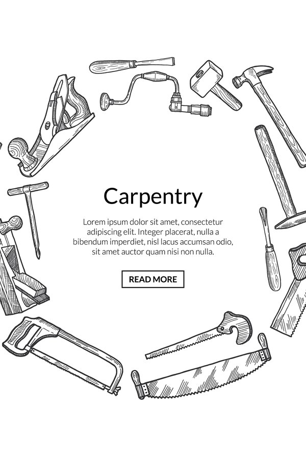 Carpentry elements emblem with place for text illustration