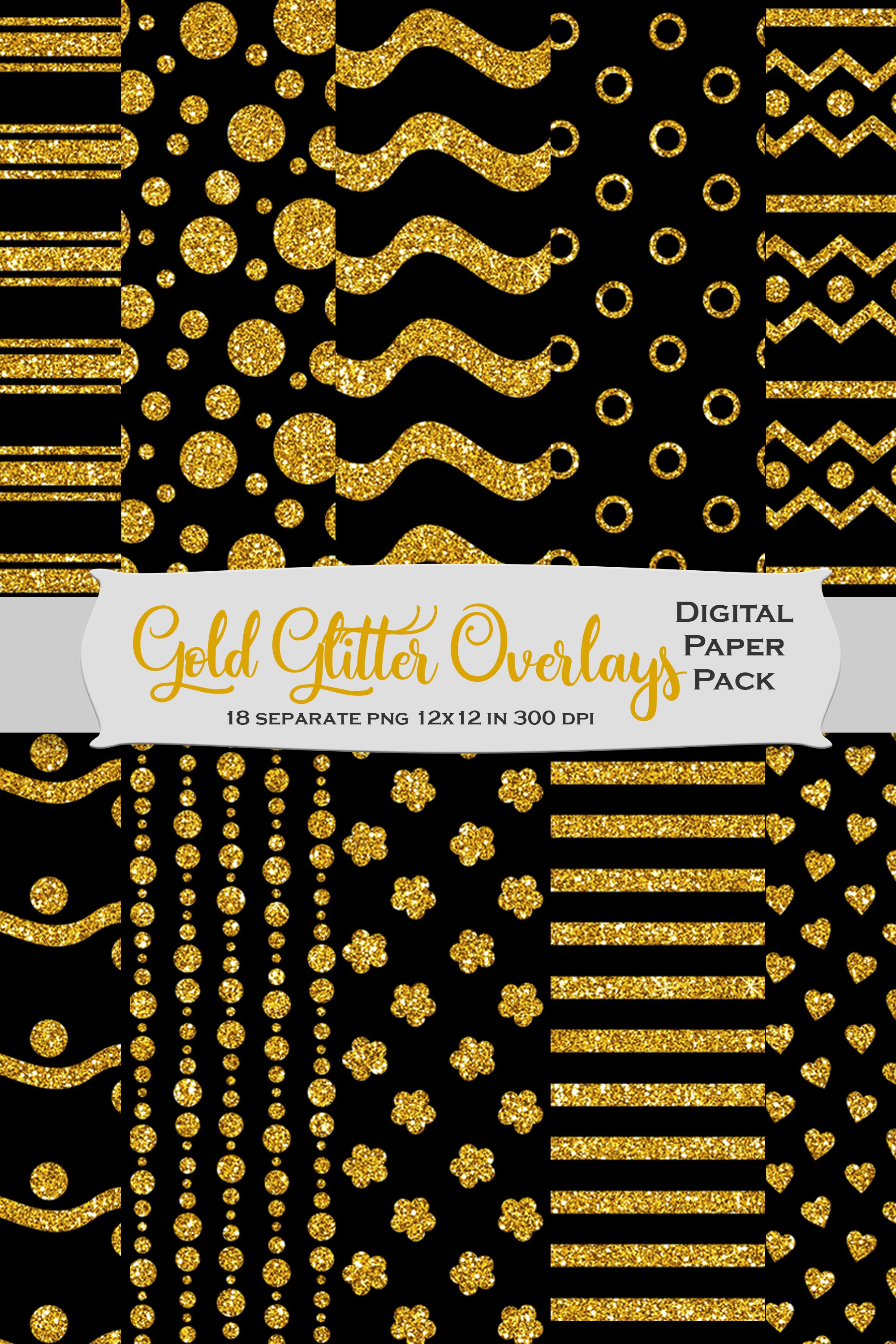 Gold Glitter Decorative Overlays