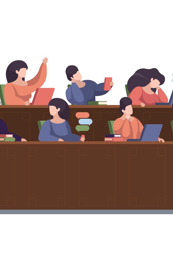 Lecture room. Front view lecture hall audience people profes