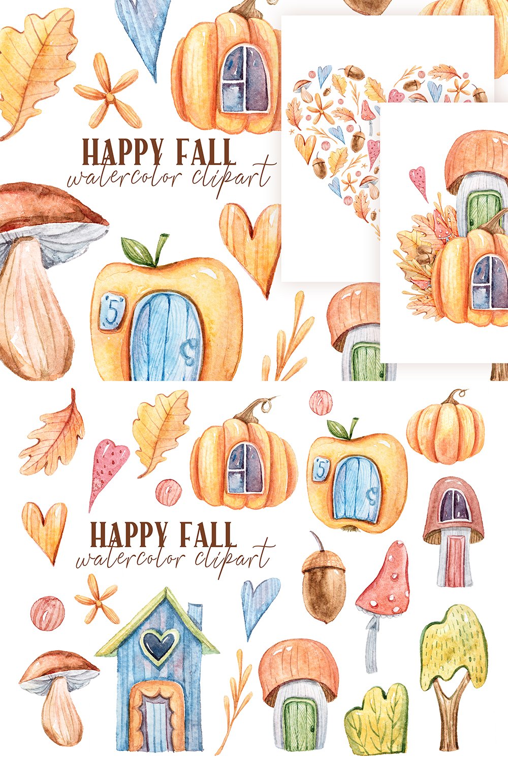 Watercolor cute nursery fall clipart- 22 png files