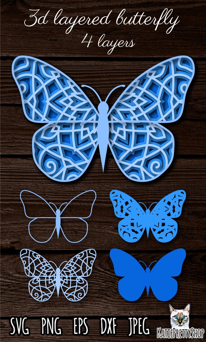 3d layered butterfly svg, multilayered SVG, laser (1271125)