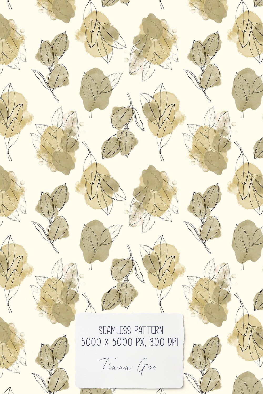 Lina art green leaves floral seamless pattern/ digital paper